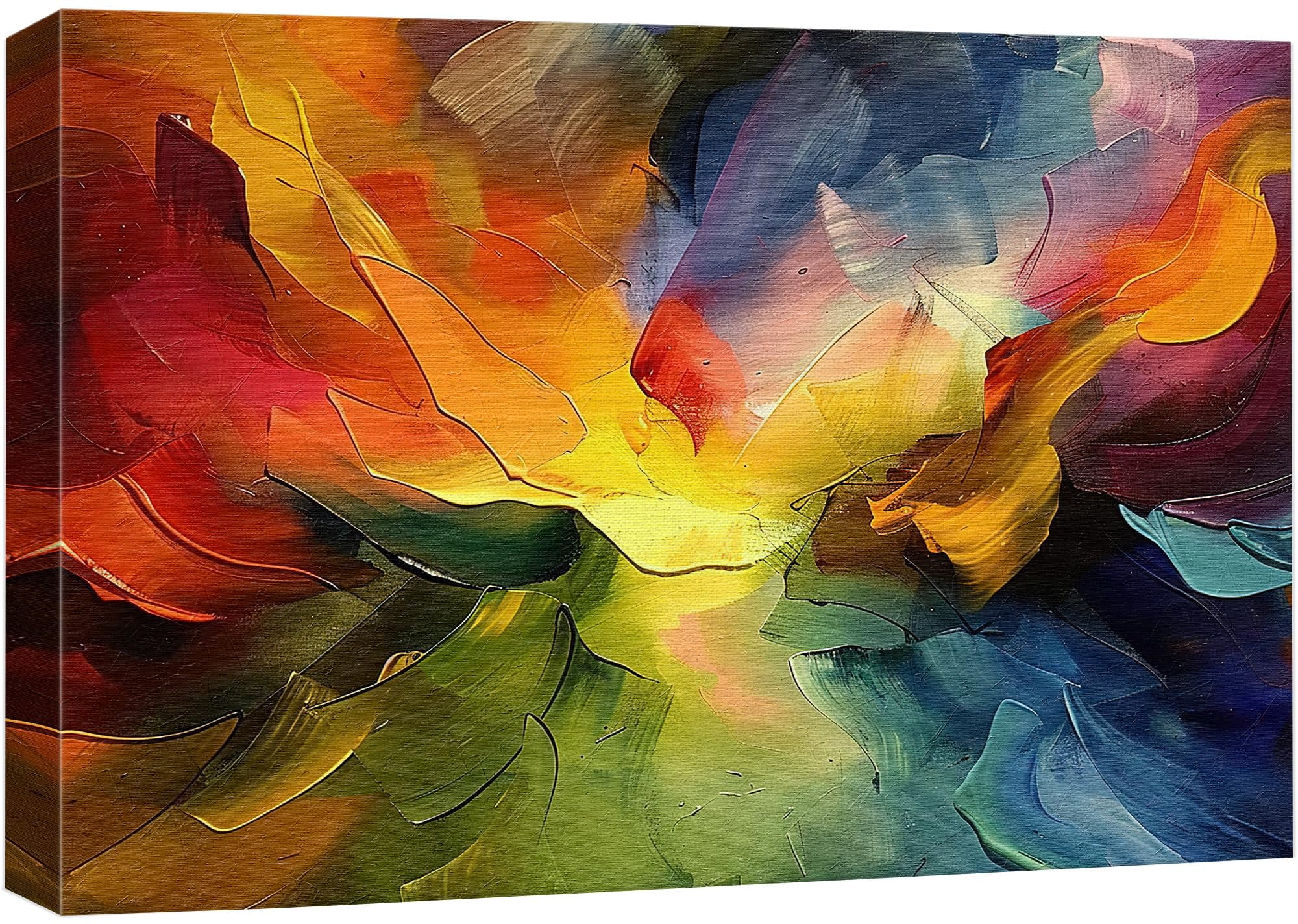 IDEA4WALL Adhesive Canvas Print Wall Art Rainbow Swirls Abstract Wall ...