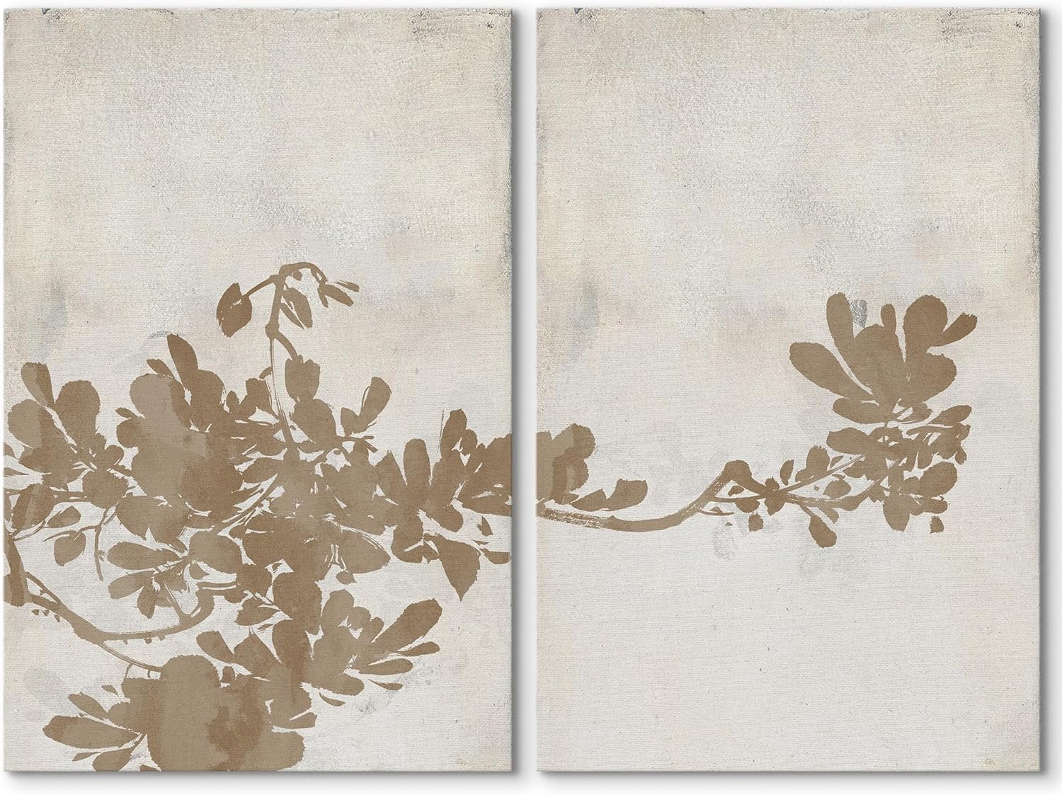 IDEA4WALL Adhesive Canvas Print Wall Art Set Duotone Tree Leaves Plant ...