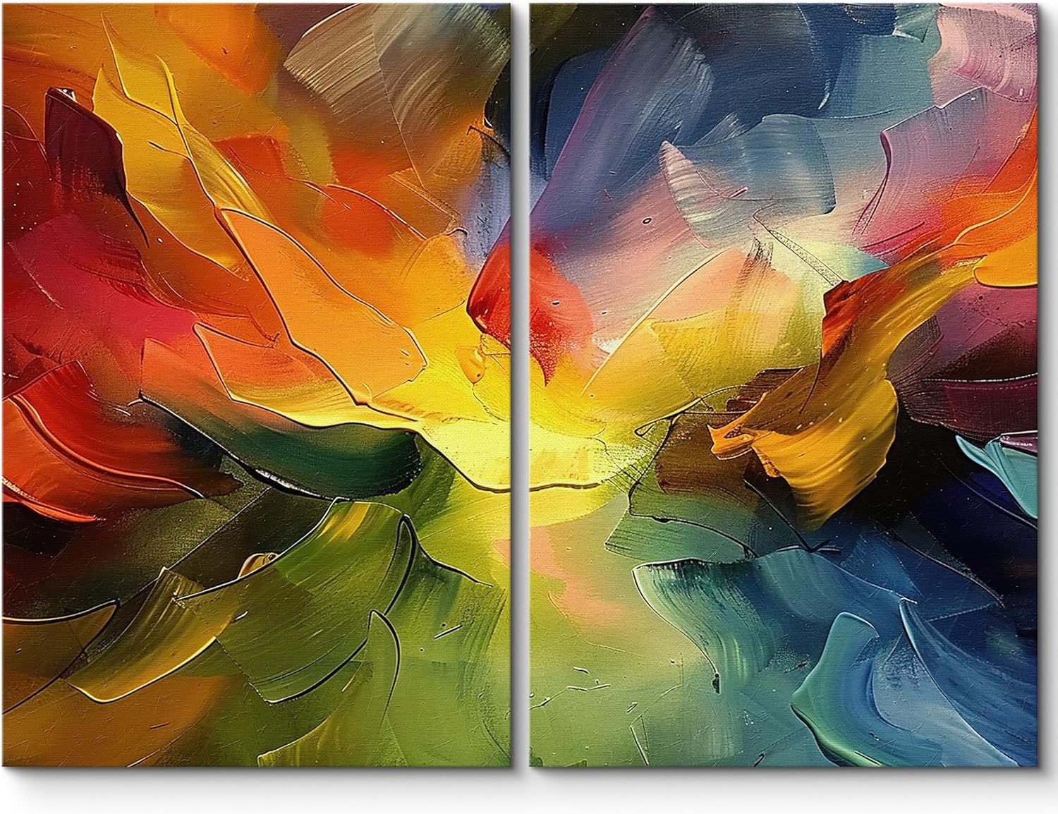 IDEA4WALL Adhesive Canvas Print Wall Art Set Pastel Colorful Paint ...