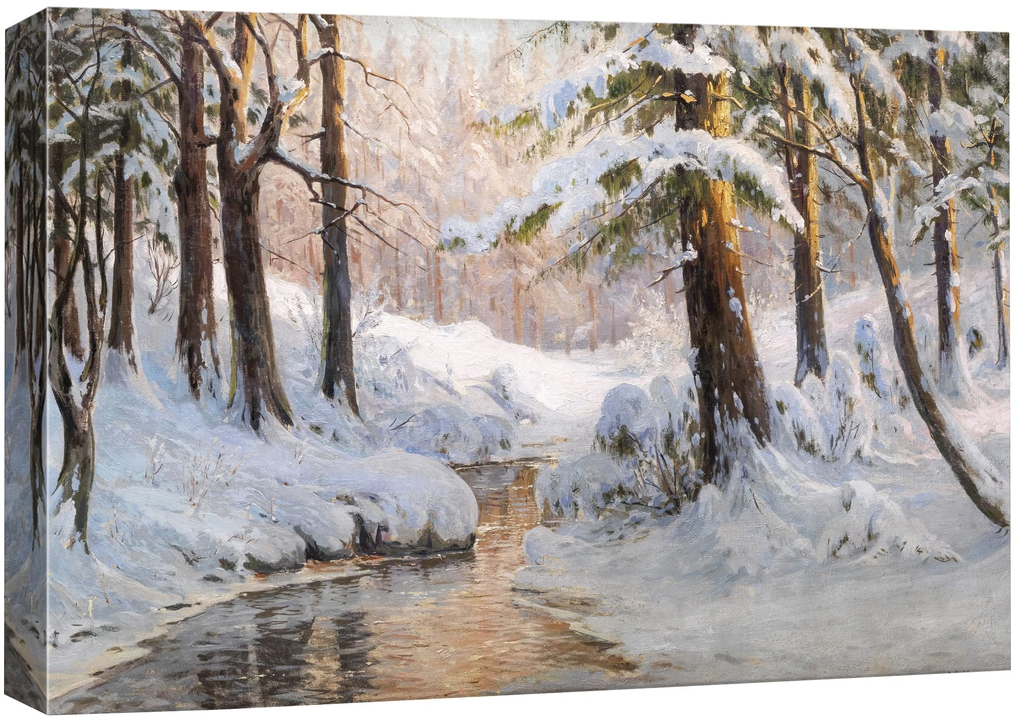 IDEA4WALL Adhesive Canvas Wall Art Frozen Tree Trunks & River in Winter ...