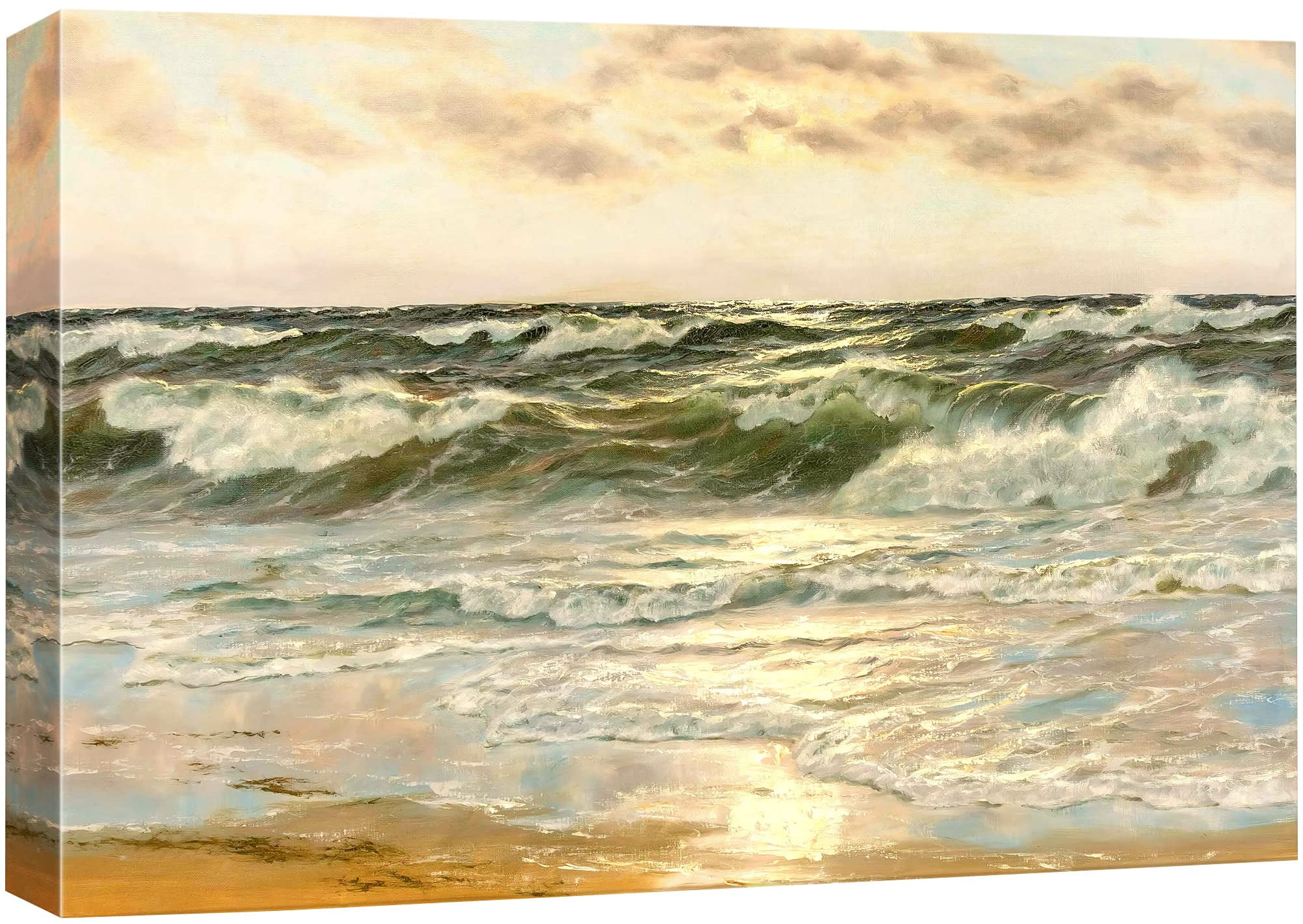 IDEA4WALL Adhesive Canvas Wall Art Sunlight Reflects On Ocean Beach ...