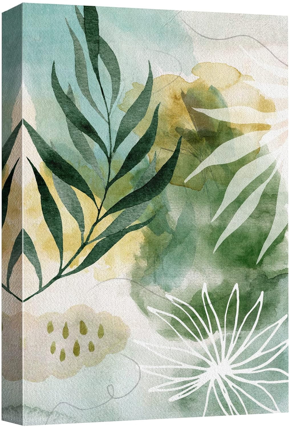 IDEA4WALL Canvas Print Wall Art Ball Green & Brown Watercolor Plants ...