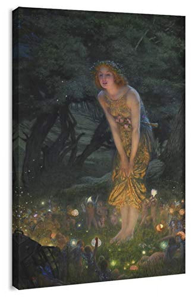 IDEA4WALL Canvas Print Wall Art - Fairy Tale Midsummer Eve with a Girl ...