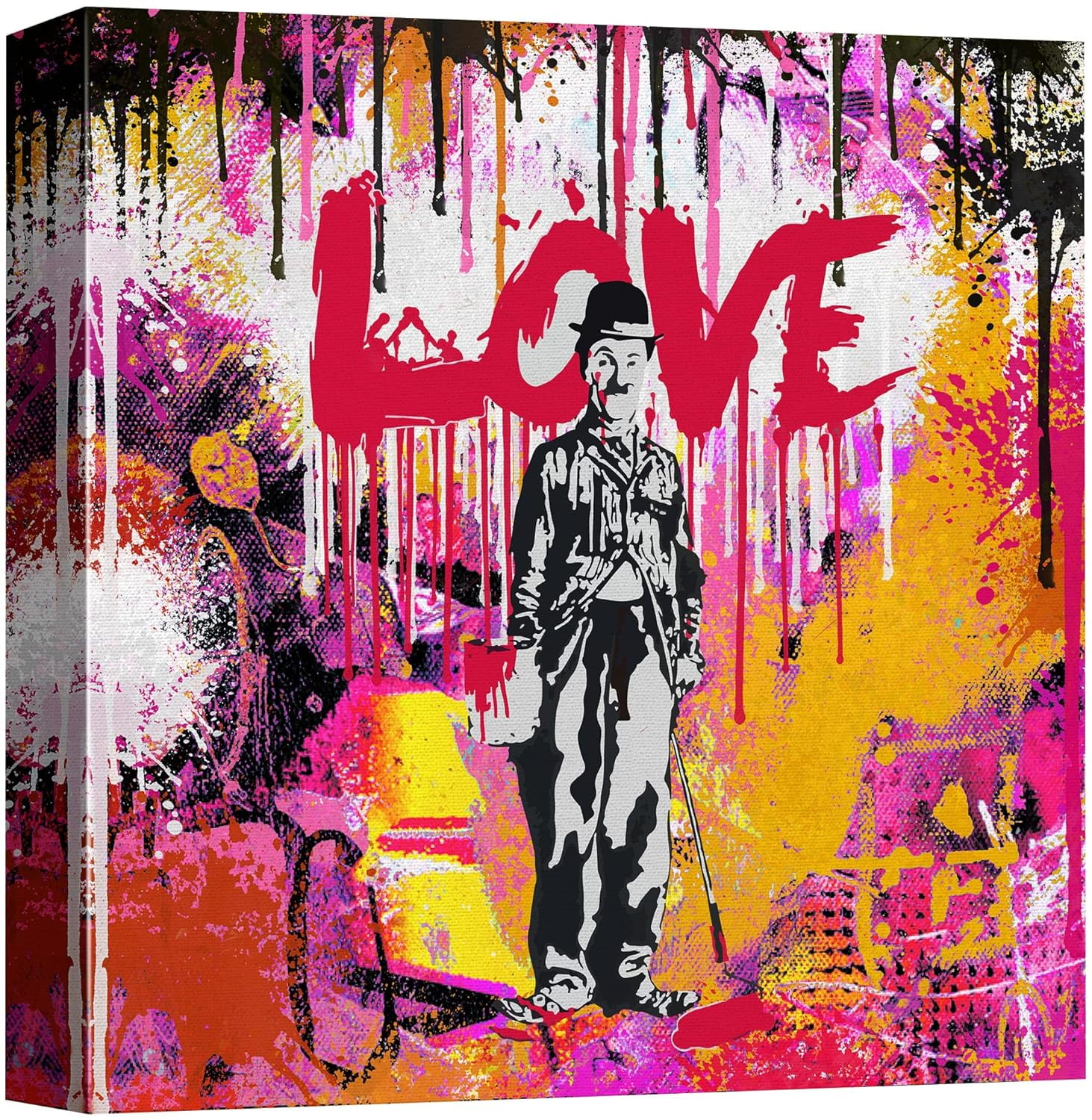 IDEA4WALL Canvas Print Wall Art Love Typography Color Woman Spray Paint ...