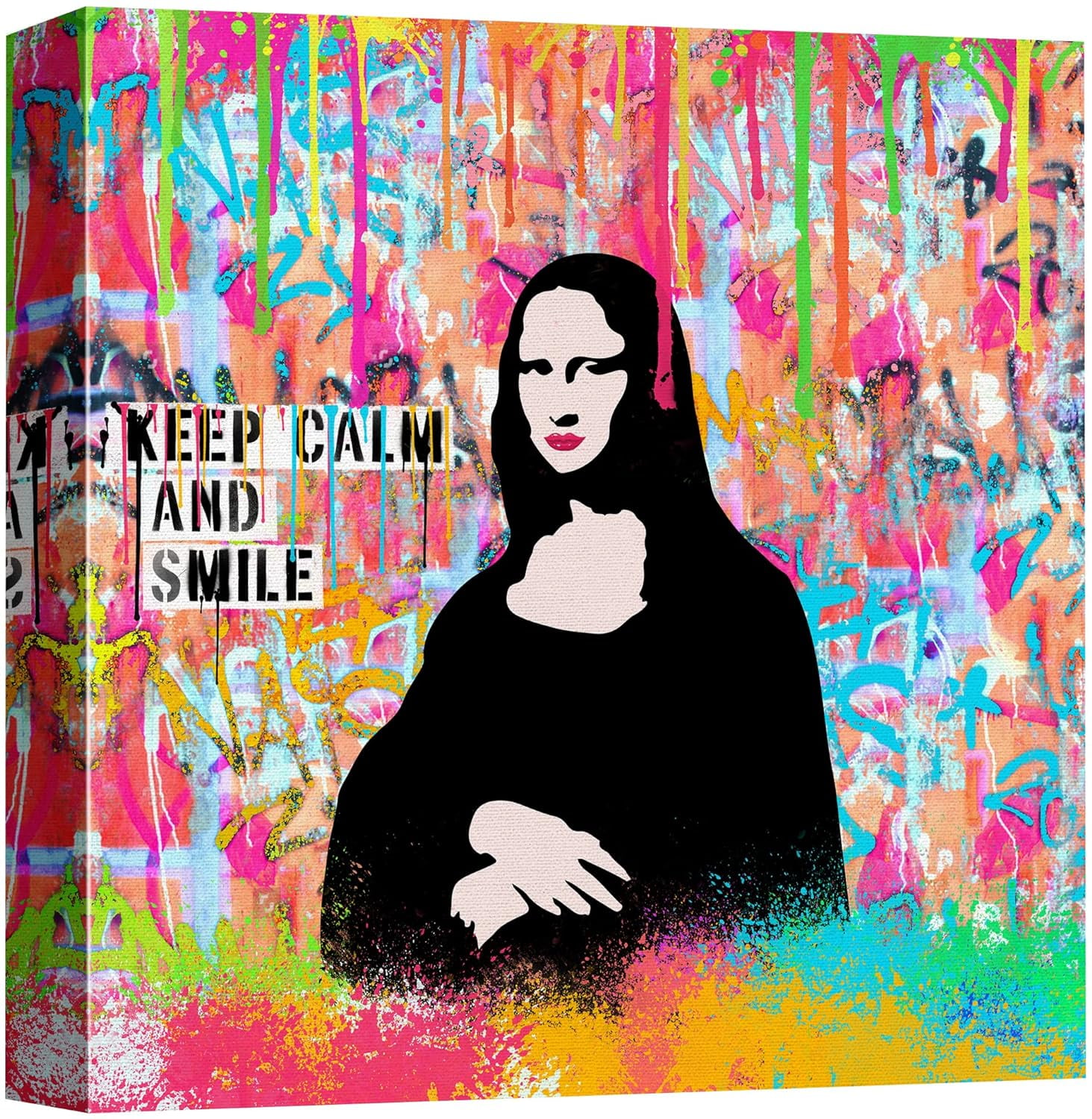 IDEA4WALL Canvas Print Wall Art Mona Lisa Leonardo da Vinci Spray Paint ...