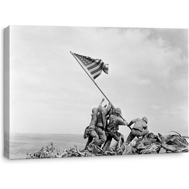 IDEA4WALL Canvas Print Wall Art - Photograph of Flag Raising on Iwo ...
