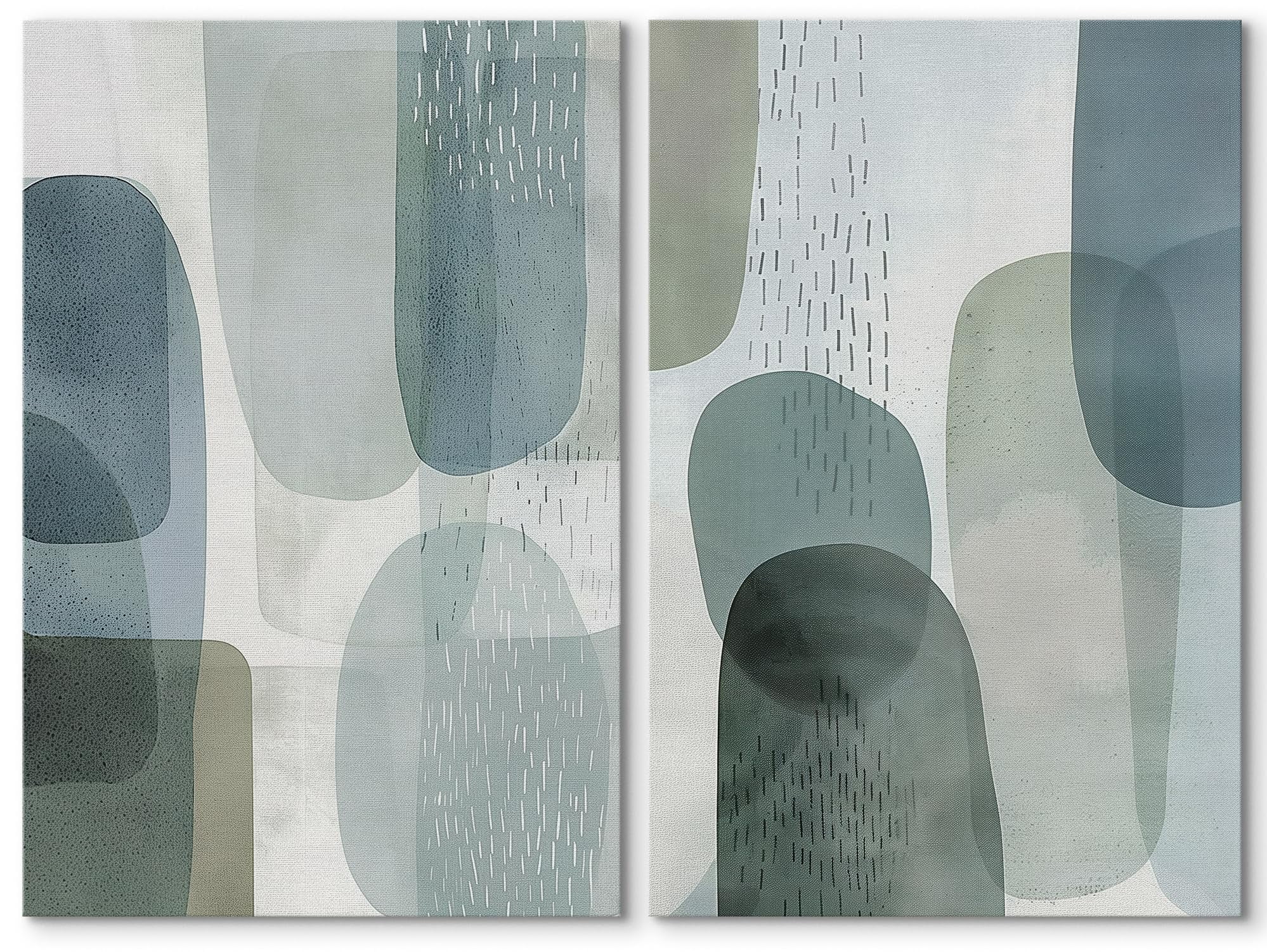 IDEA4WALL Canvas Print Wall Art Set Abstract Geometric Pastel Blue ...