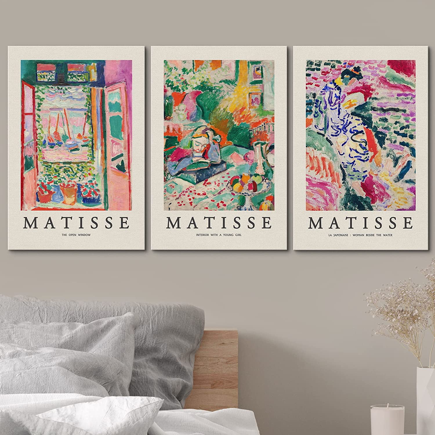 IDEA4WALL Canvas Print Wall Art Set French Floral Rainbow Landscapes Henri Matisse Nature Plants ...