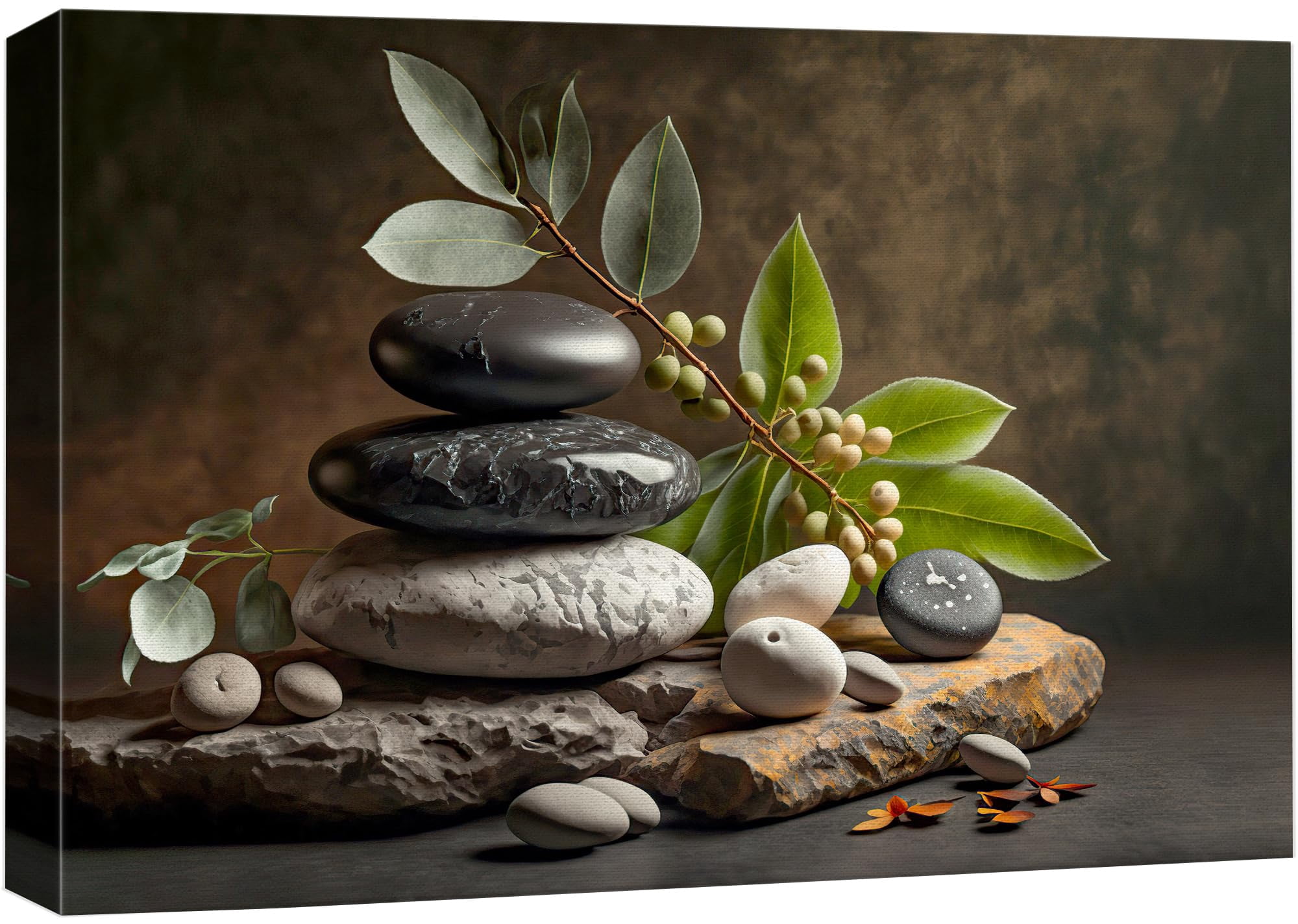 IDEA4WALL Canvas Print Wall Art - Zen Massage Stone Pebble Bamboo Leaf ...