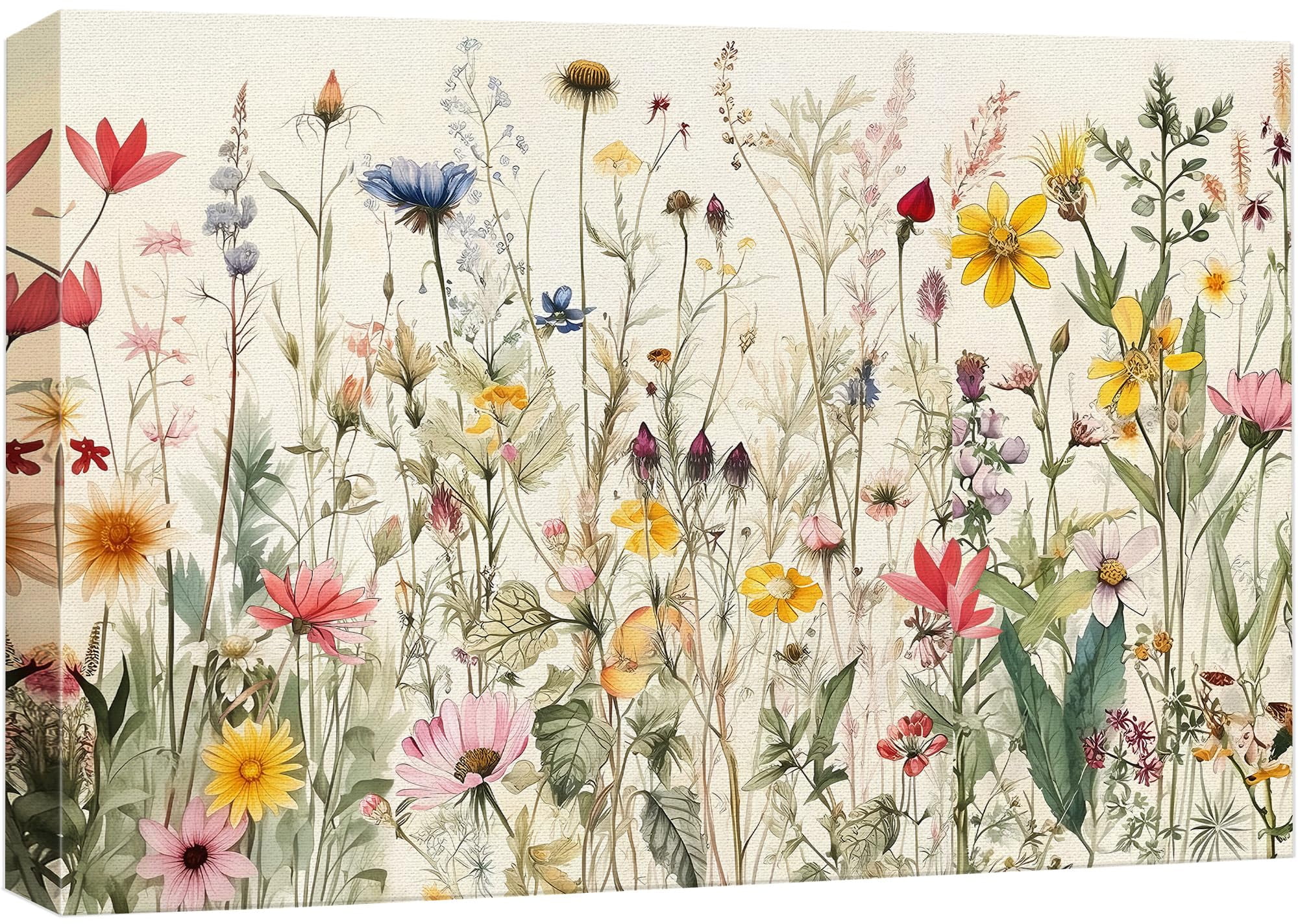 IDEA4WALL Canvas Wall Art Minimal Wildflowers Floral Garden ...