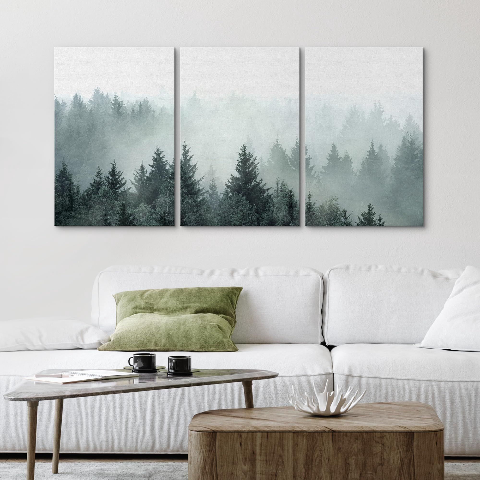 IDEA4WALL Canvas Wall Art Mystic Forest Fog Enchanted Wilderness ...
