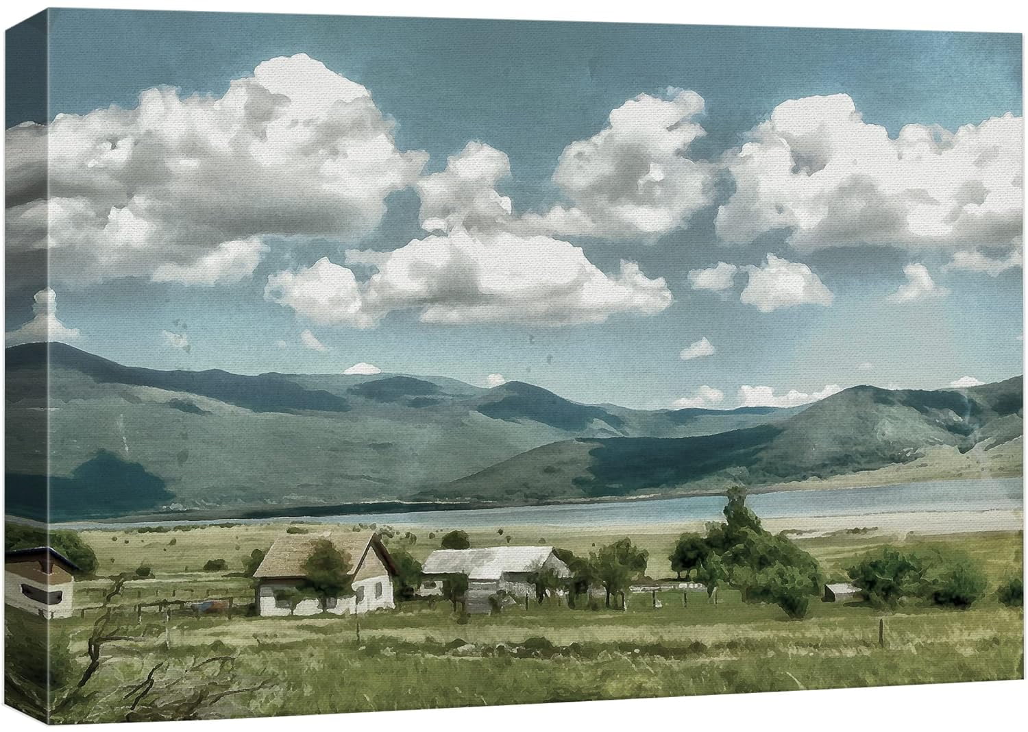 IDEA4WALL Canvas Wall Art Pastel Valley Vintage Farm Cottage Retro Art ...