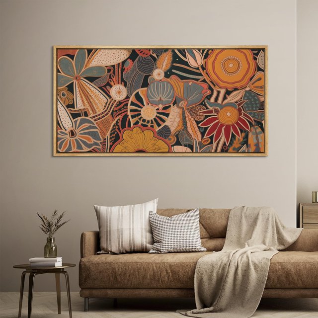 IDEA4WALL Extra Large Framed Canvas Print Wall Art Abstract Floral and Fauna Vibrant Bohemian ...