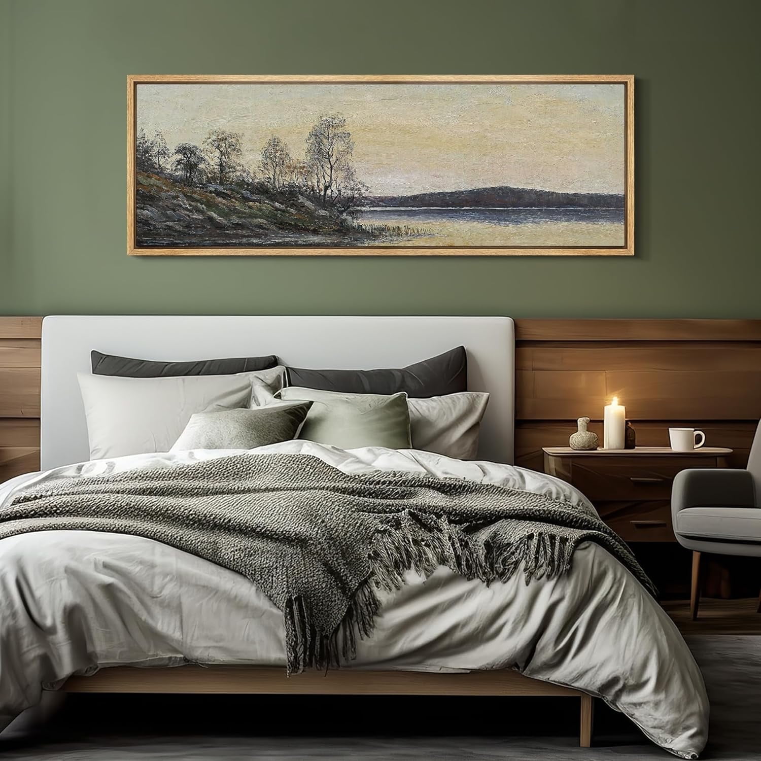 IDEA4WALL Extra Large Framed Canvas Print Wall Art Autumn Lakeside Serenity Impressionist Nature ...