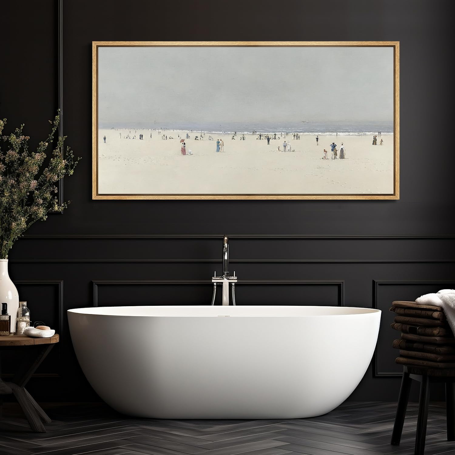 IDEA4WALL Extra Large Framed Canvas Print Wall Art Beach Day in Pastel ...