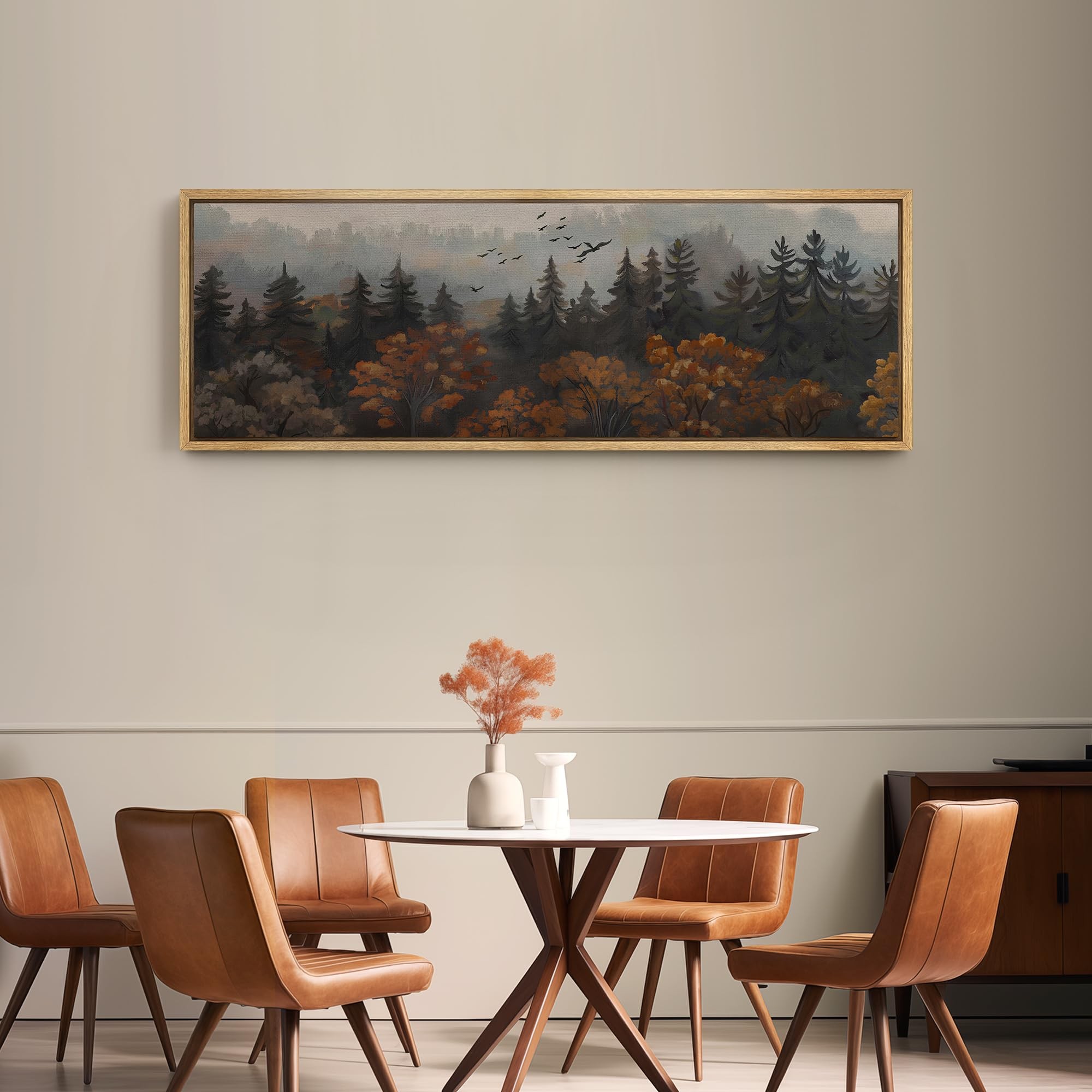 IDEA4WALL Extra Large Framed Canvas Print Wall Art Forest Birds in ...