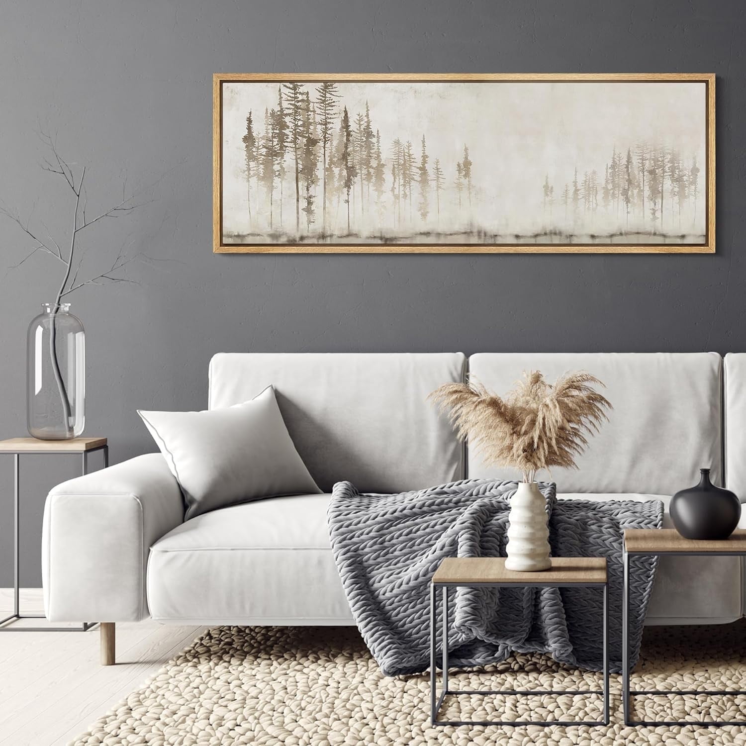 IDEA4WALL Extra Large Framed Canvas Print Wall Art Forest Silhouette on ...