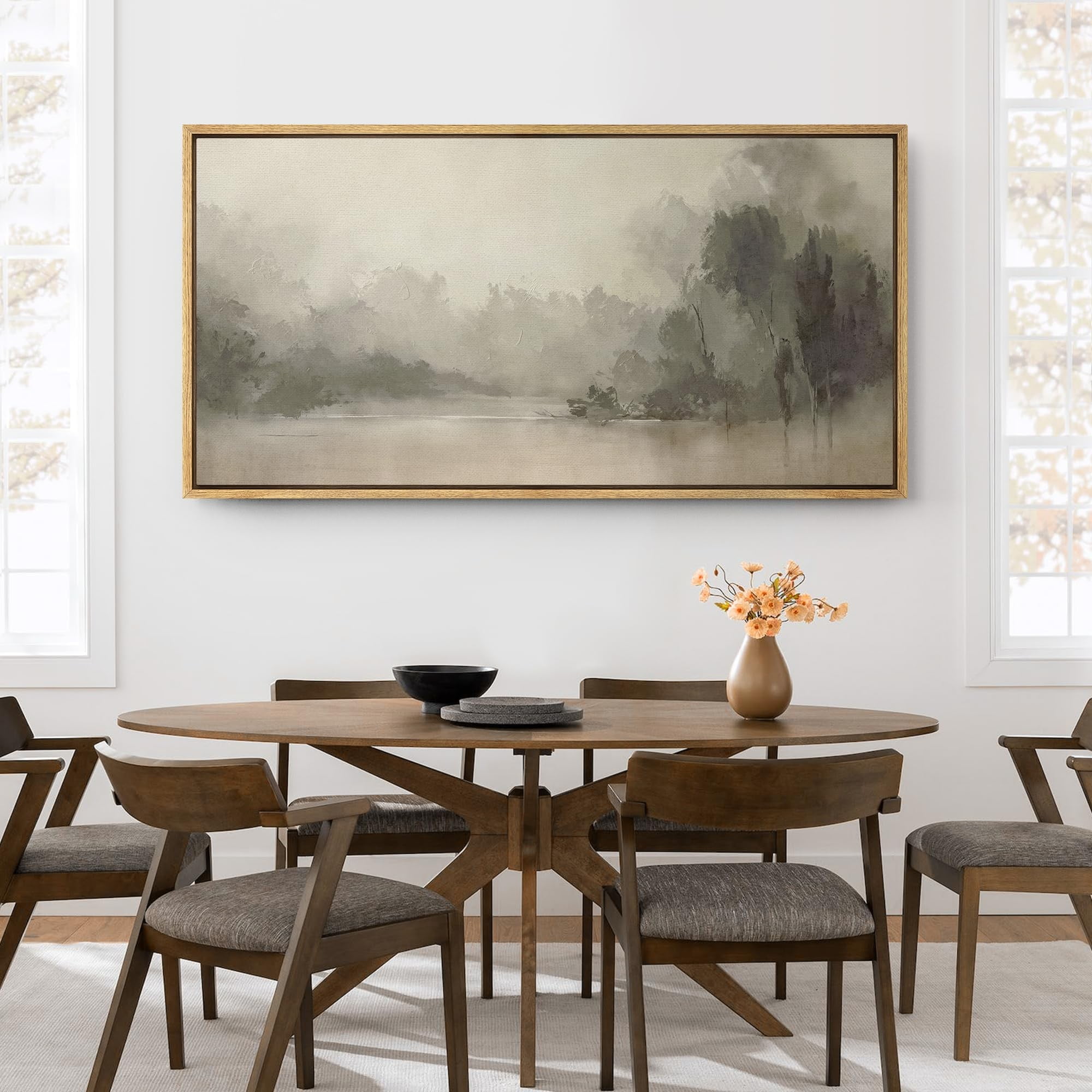 IDEA4WALL Extra Large Framed Canvas Print Wall Art Misty Forest ...