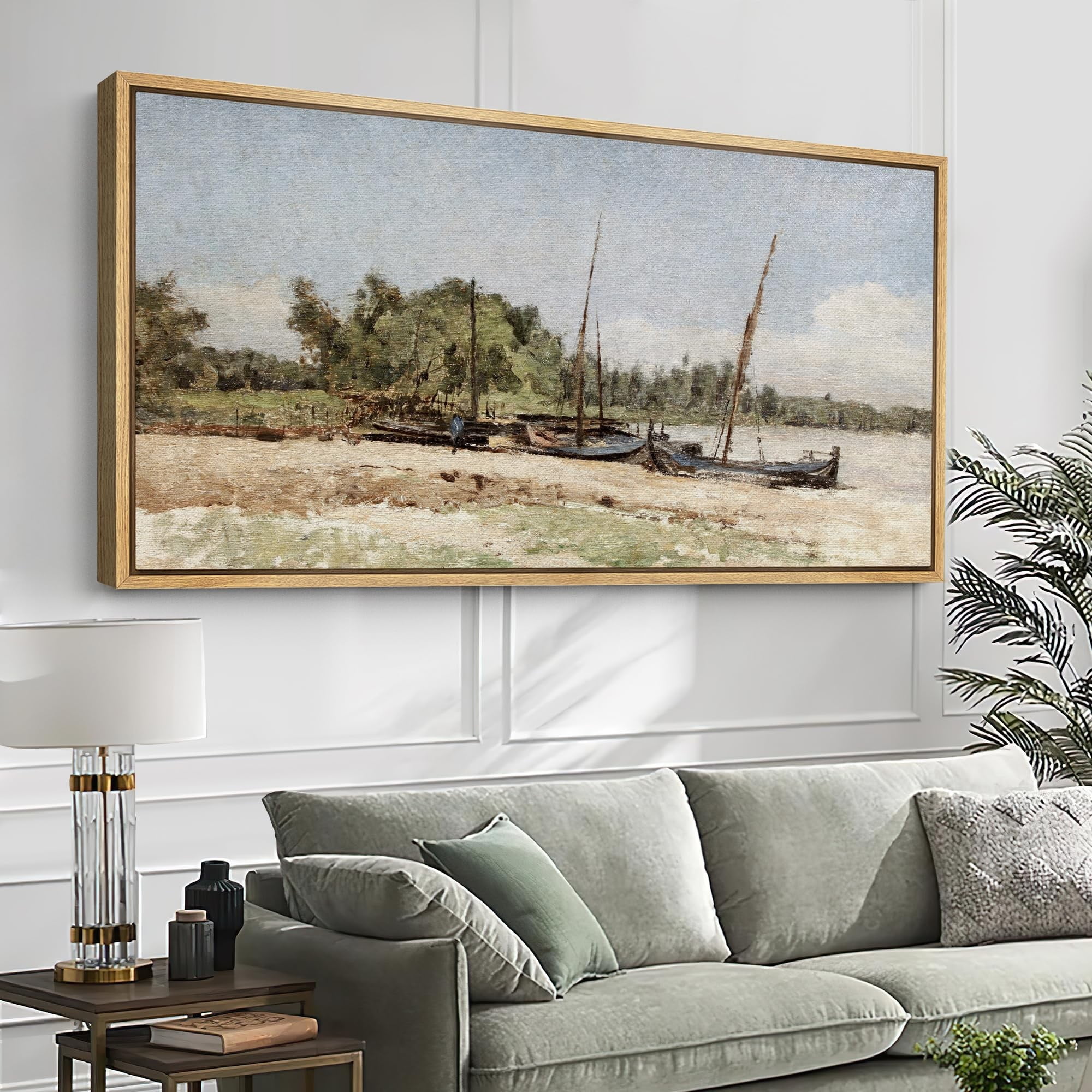 IDEA4WALL Extra Large Framed Canvas Print Wall Art Rustic Boats at ...