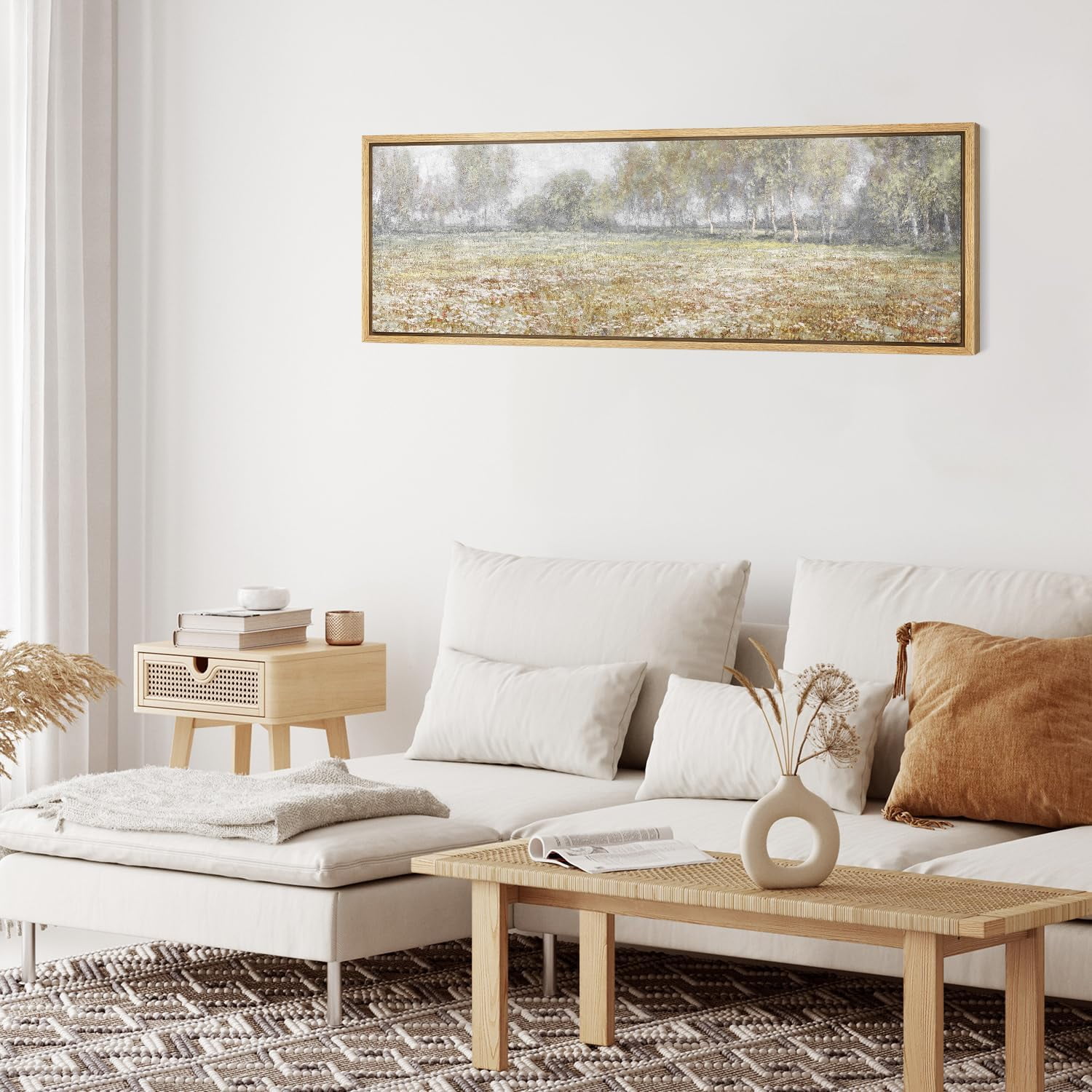 IDEA4WALL Extra Large Framed Canvas Print Wall Art Rustic Fields Impressionist Countryside ...