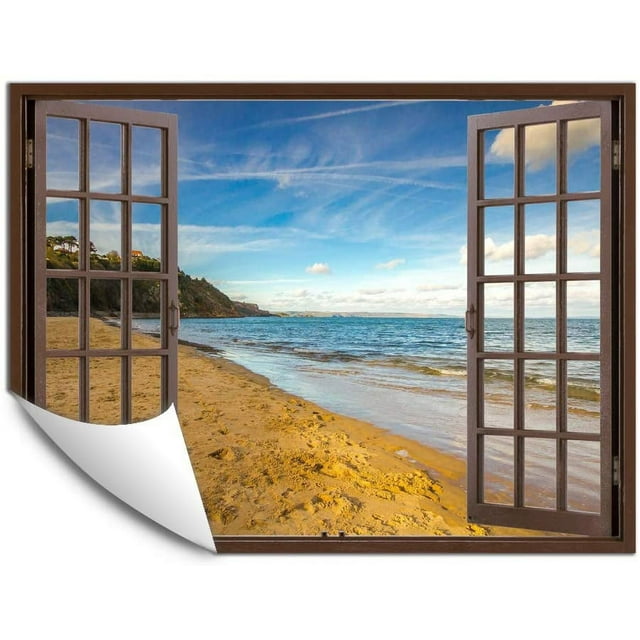 IDEA4WALL Fake Brown Window Beach Peel and Stick Wallpaper Removable ...