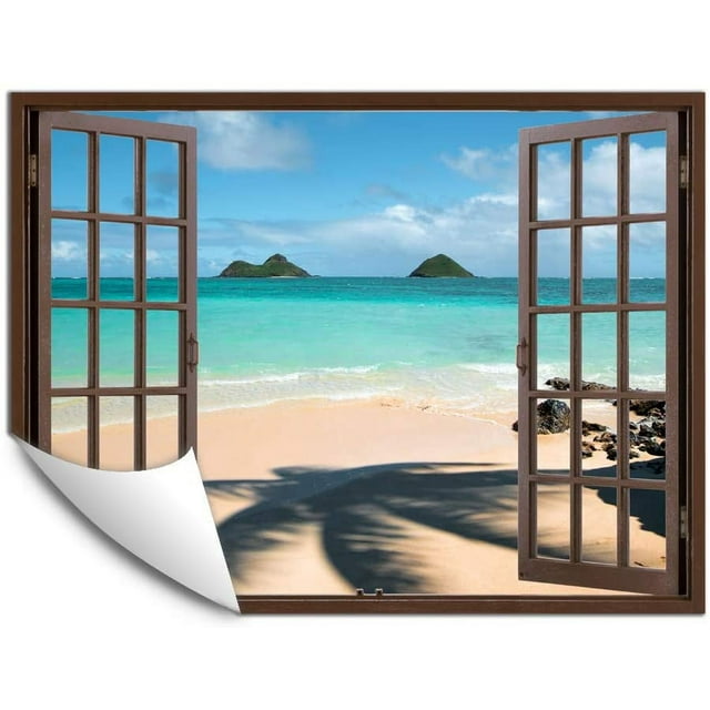 IDEA4WALL Fake Brown Window Beach Peel and Stick Wallpaper Removable ...