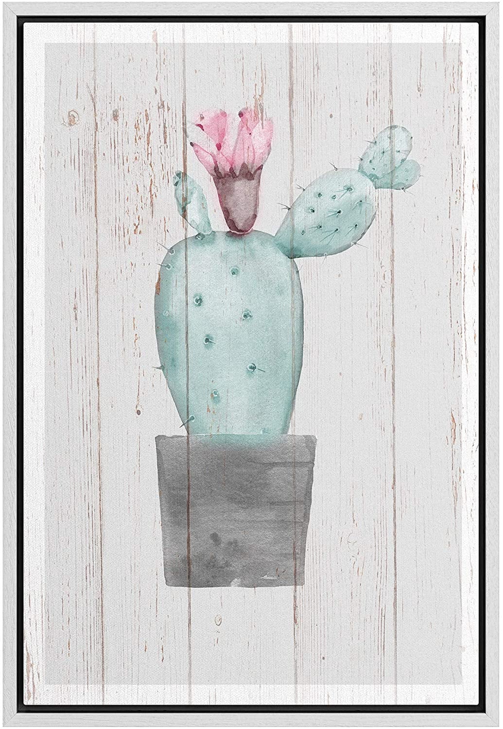 IDEA4WALL Framed Canvas Art Wall Decor Angel Wing Cactus with Pink ...