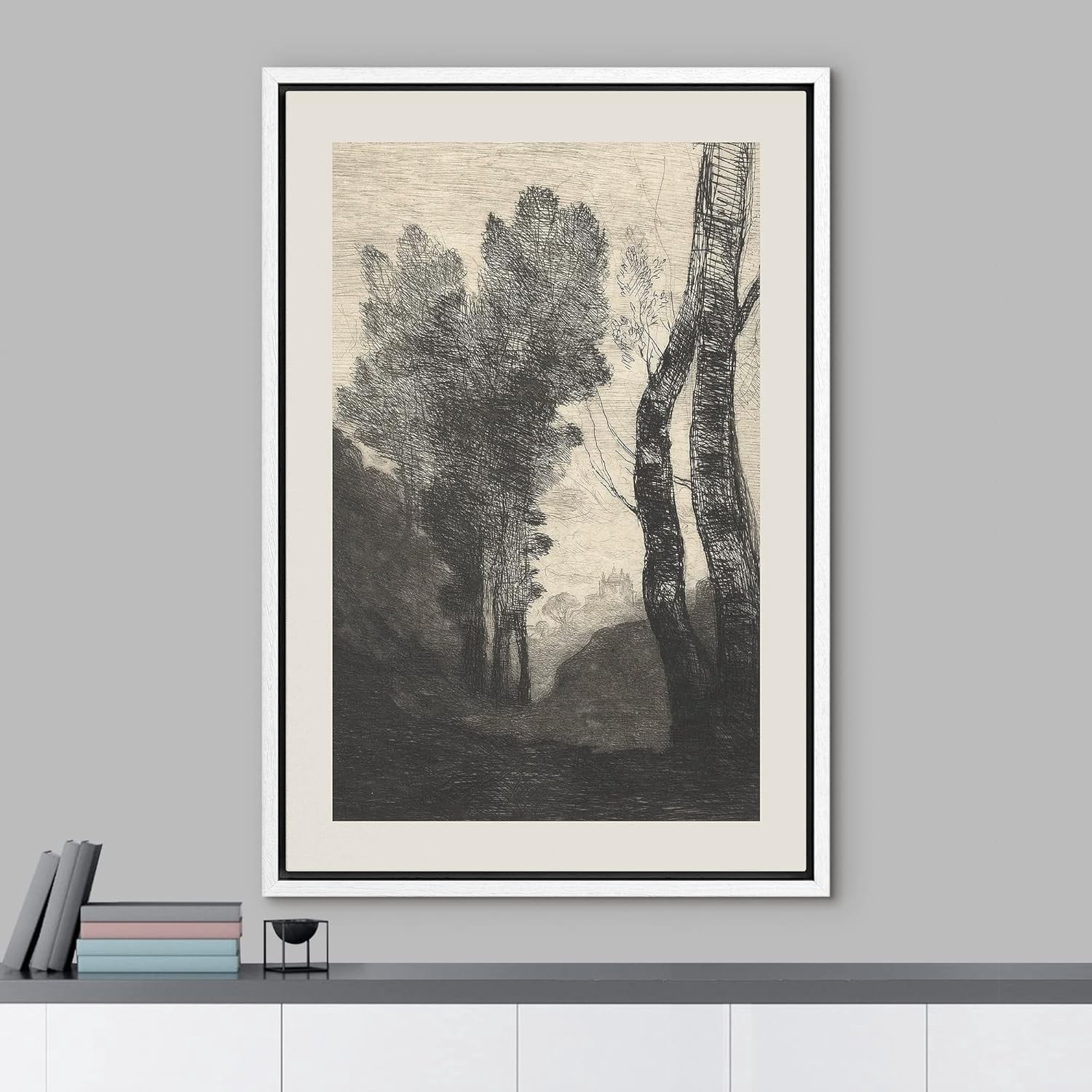 IDEA4WALL Framed Canvas Art Wall Decor, Dark Woods Forest Tree Clearing ...