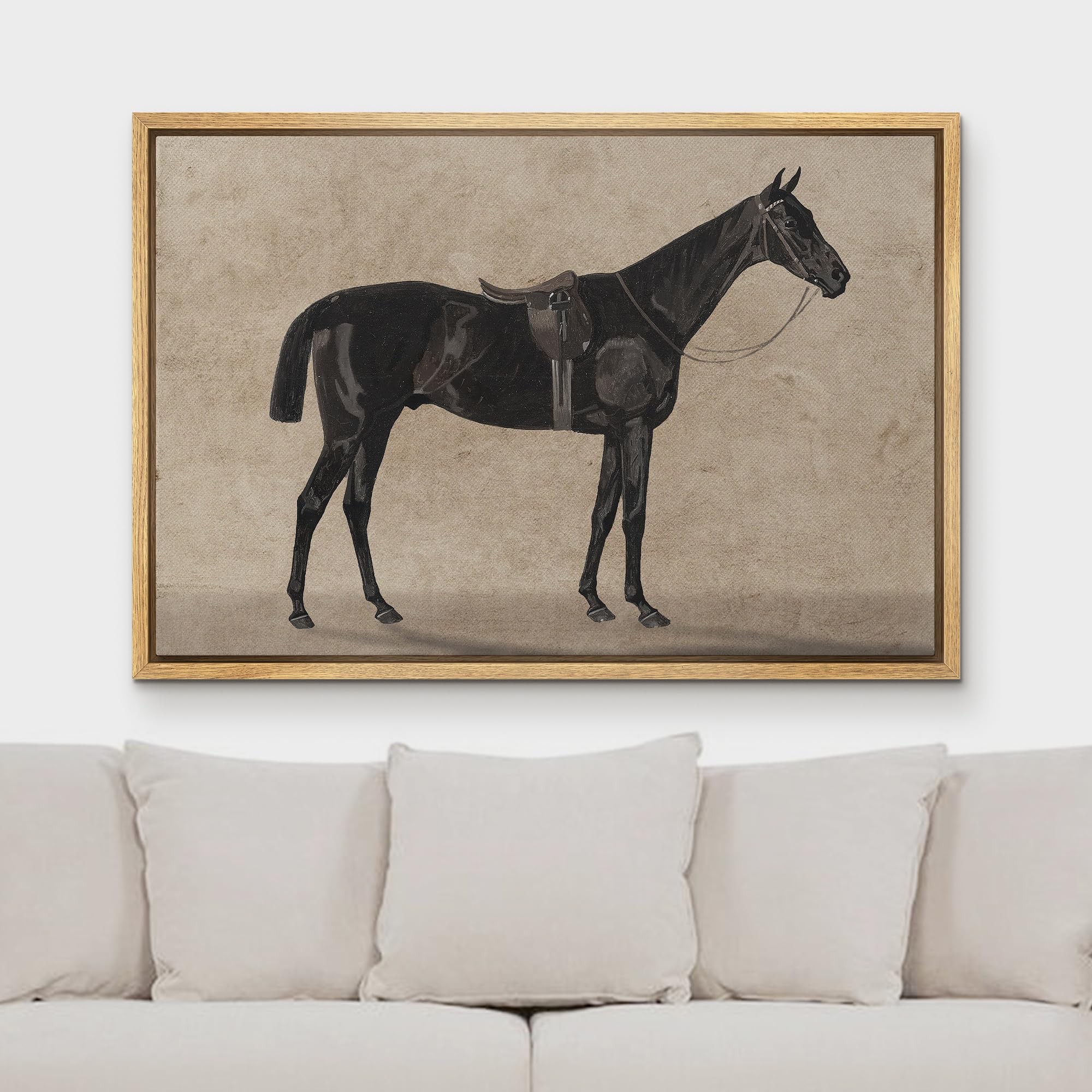 IDEA4WALL Framed Canvas Art Wall Decor Detailed Side Profile of a Black ...