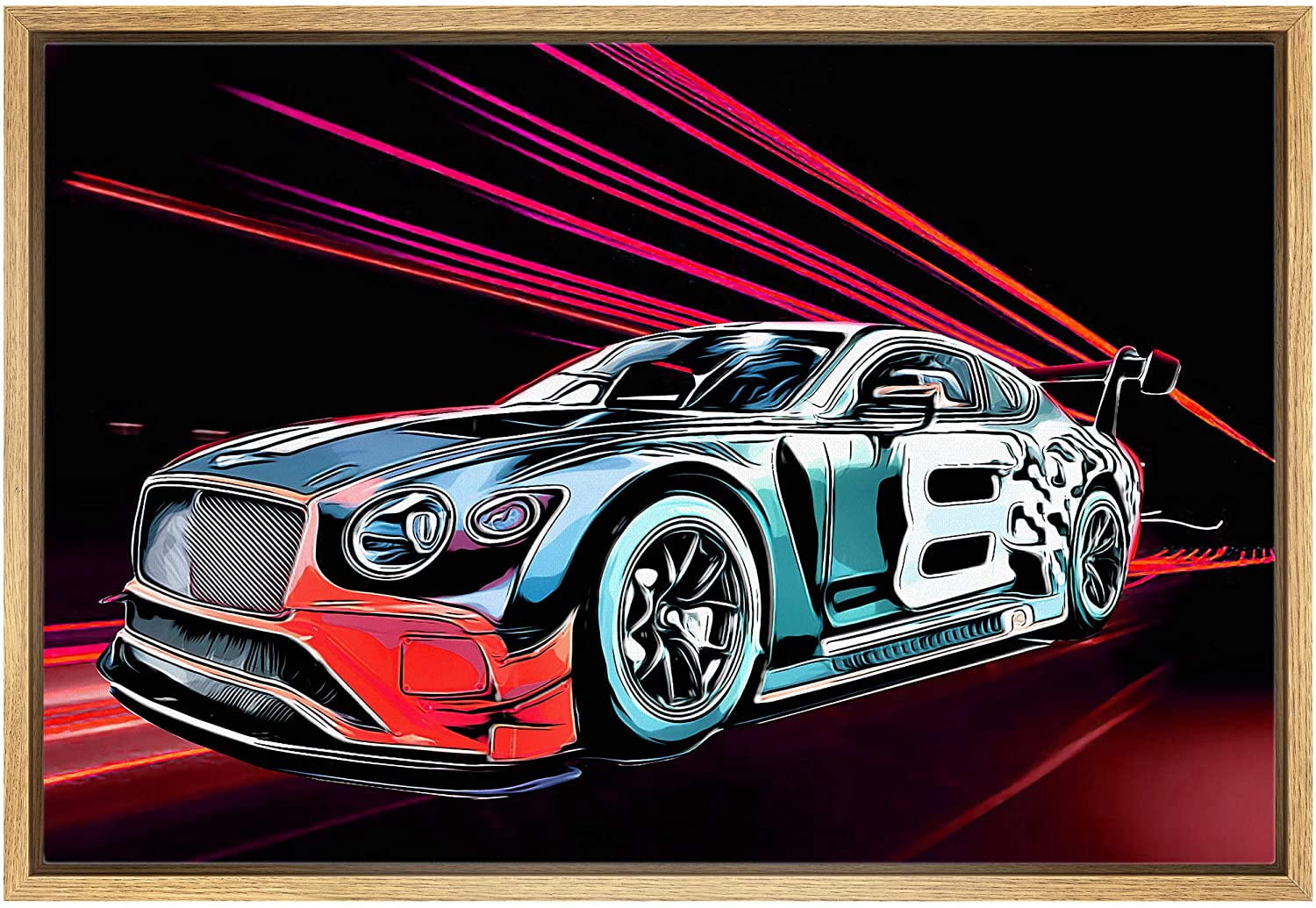IDEA4WALL Framed Canvas Art Wall Decor Green Sporty Bentley Continental ...