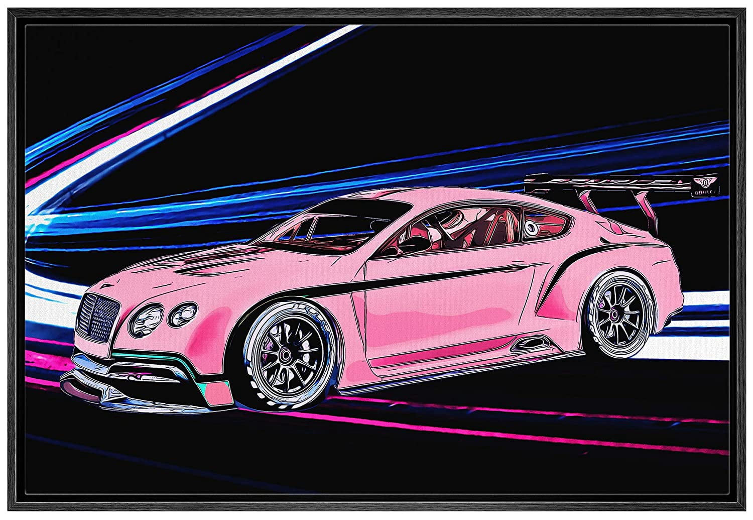 IDEA4WALL Framed Canvas Art Wall Decor Pink Sporty Bentley Continental ...