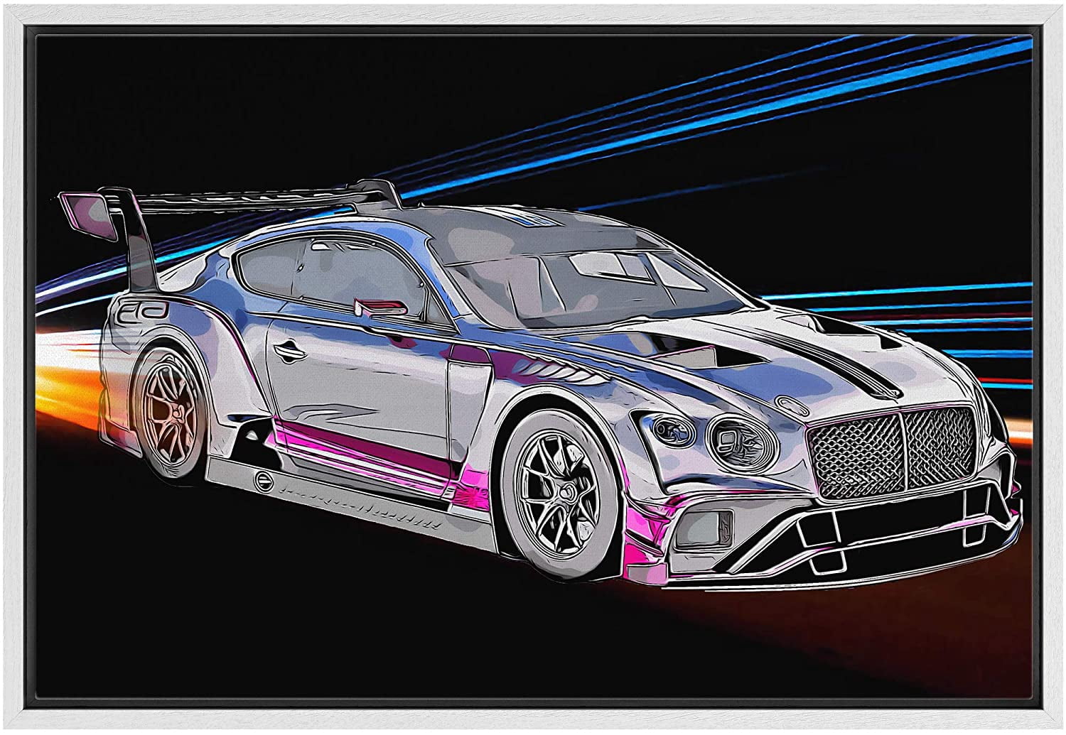 IDEA4WALL Framed Canvas Art Wall Decor Purple Sporty Bentley ...