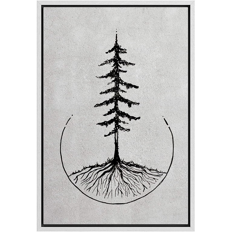 pine tree with roots drawing