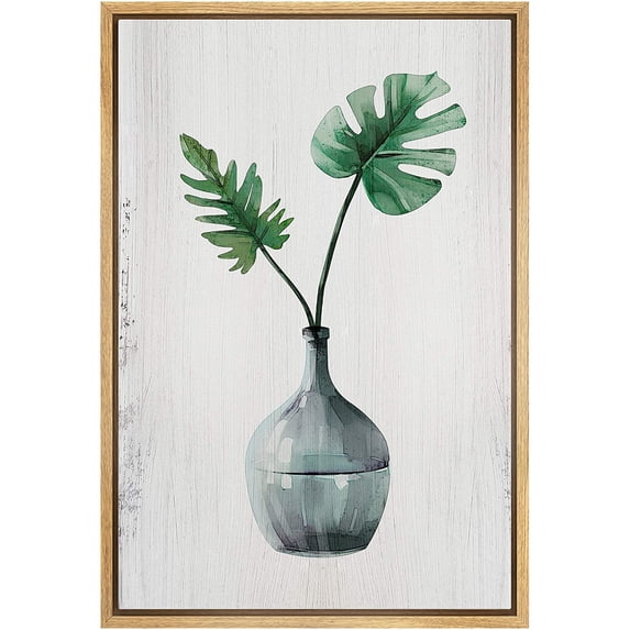 IDEA4WALL Framed Canvas Art Wall Decor Tropical Green Monstera Leaves ...