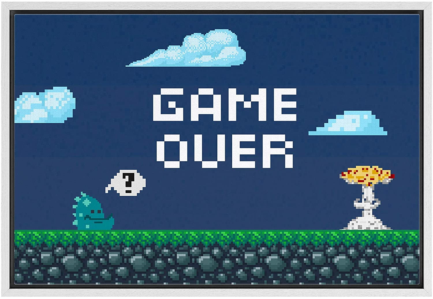 IDEA4WALL Framed Canvas Art Wall Decor Video Arcade Game Over with ...