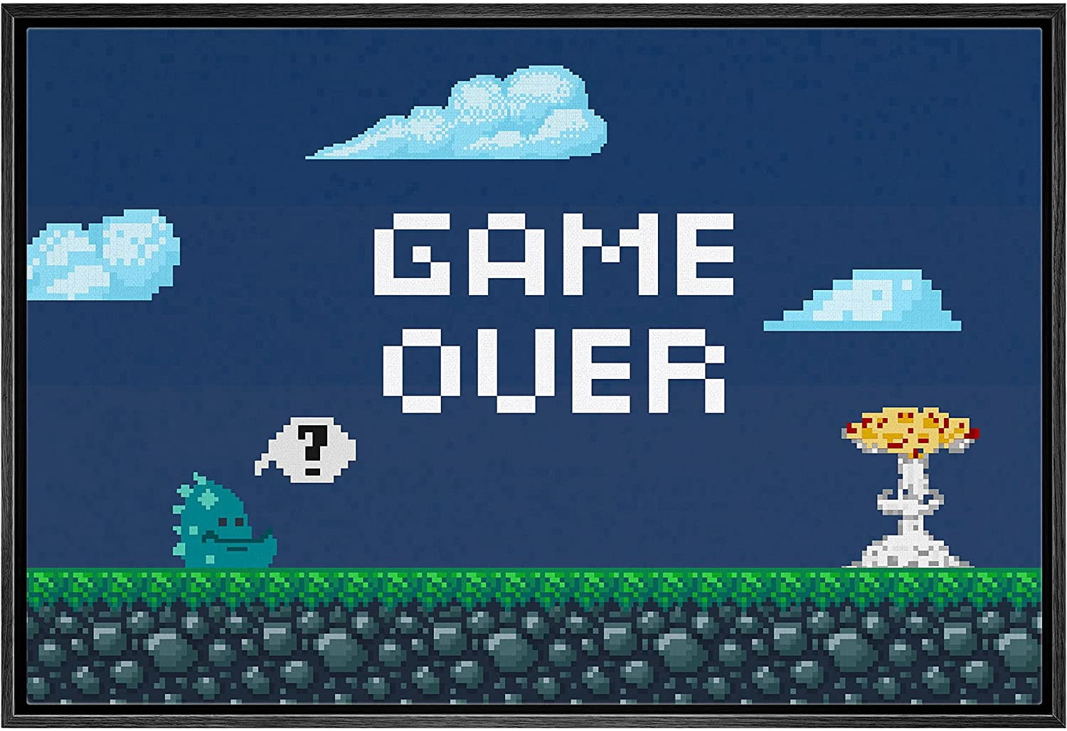 IDEA4WALL Framed Canvas Art Wall Decor Video Arcade Game Over with ...