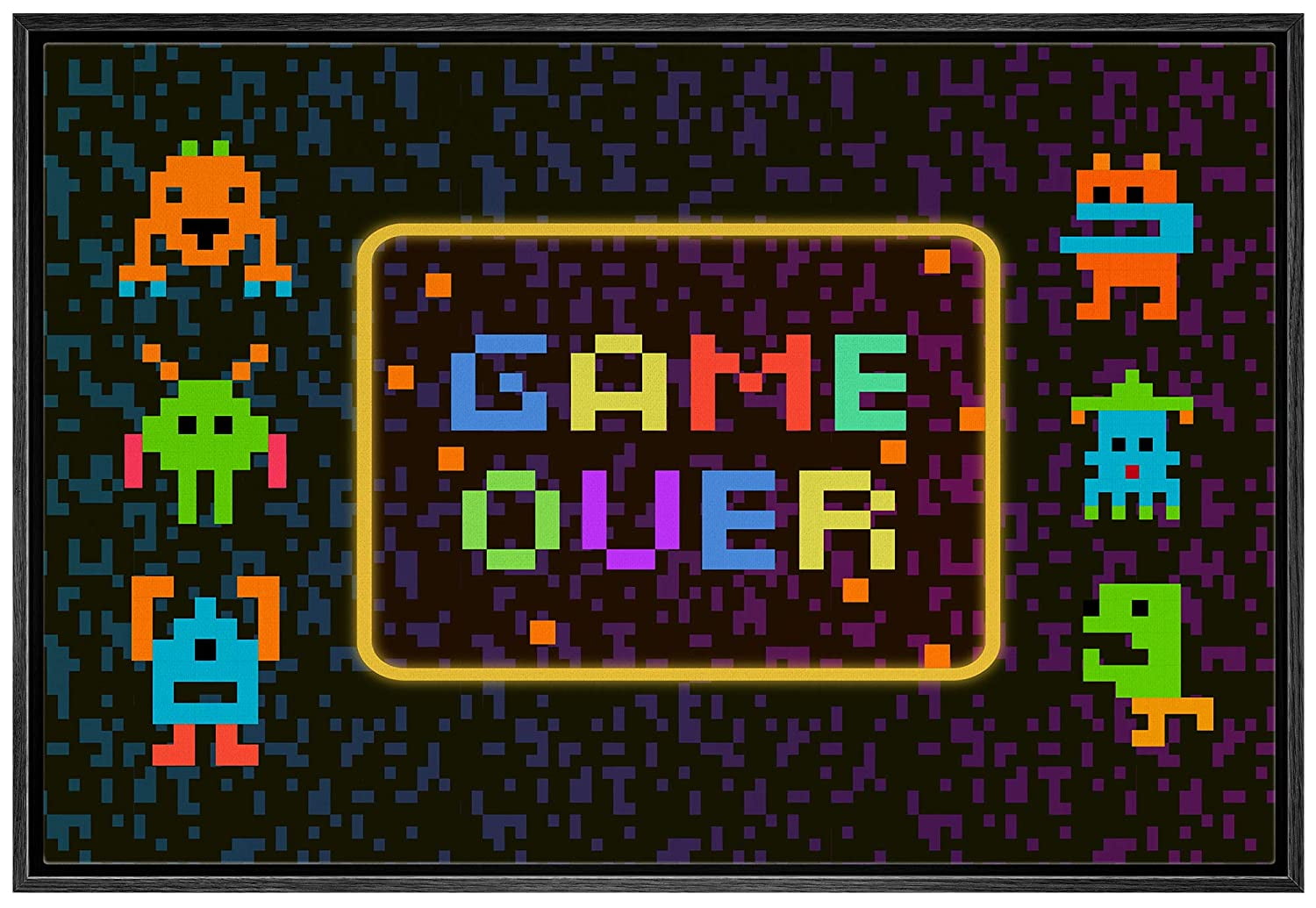 IDEA4WALL Framed Canvas Art Wall Decor Vintage Video Arcade Icons and ...