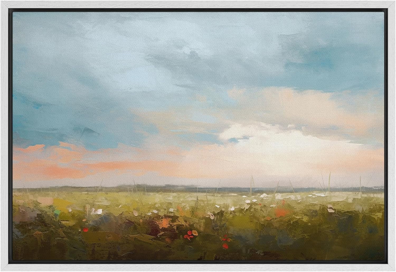 IDEA4WALL Framed Canvas Print Art Storm Clouds Flower Meadow Field ...