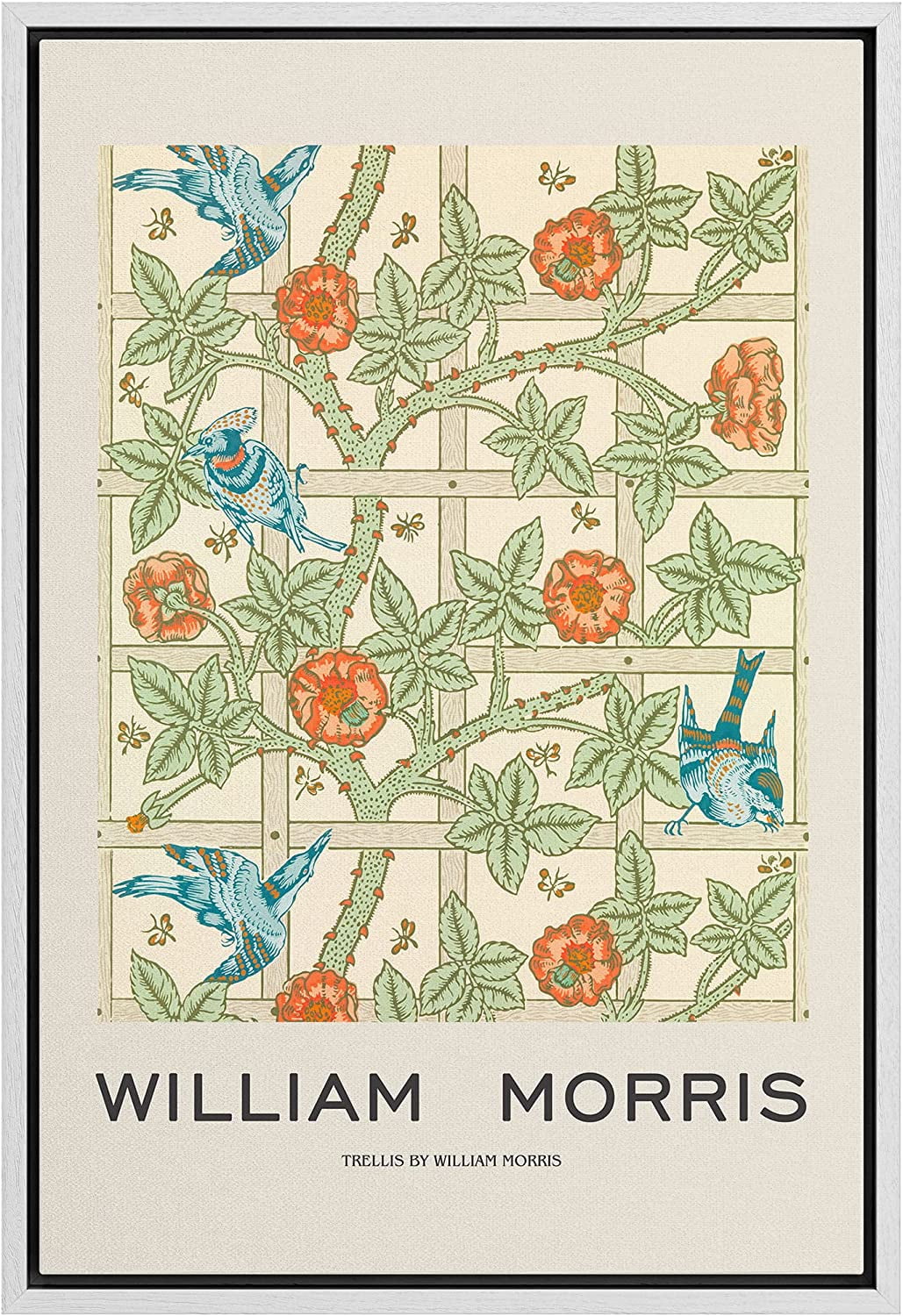 IDEA4WALL Framed Canvas Print Blue Garden Flower Trellis by William ...