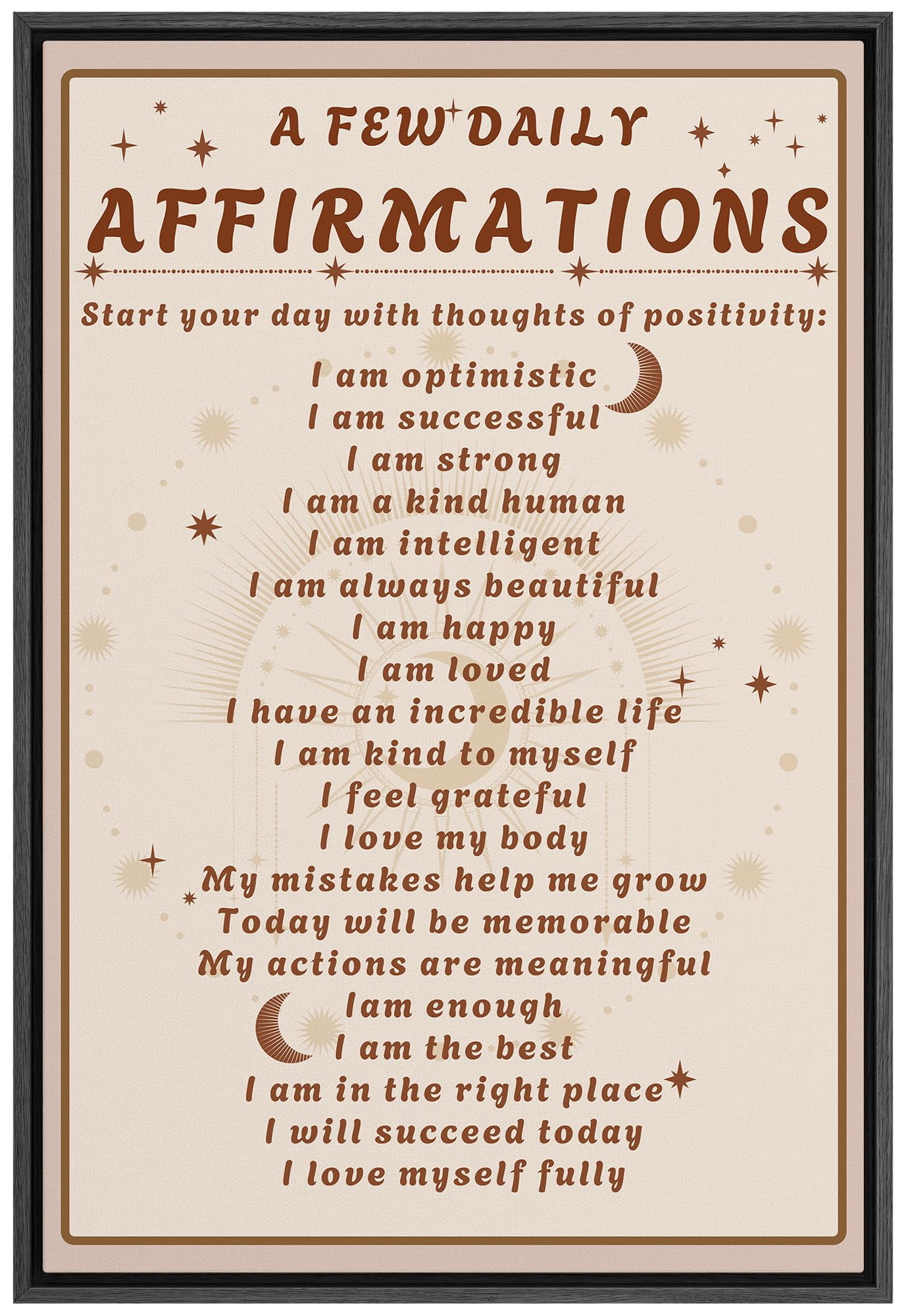 IDEA4WALL Framed Canvas Print Daily Affirmations Positive Inspirational ...