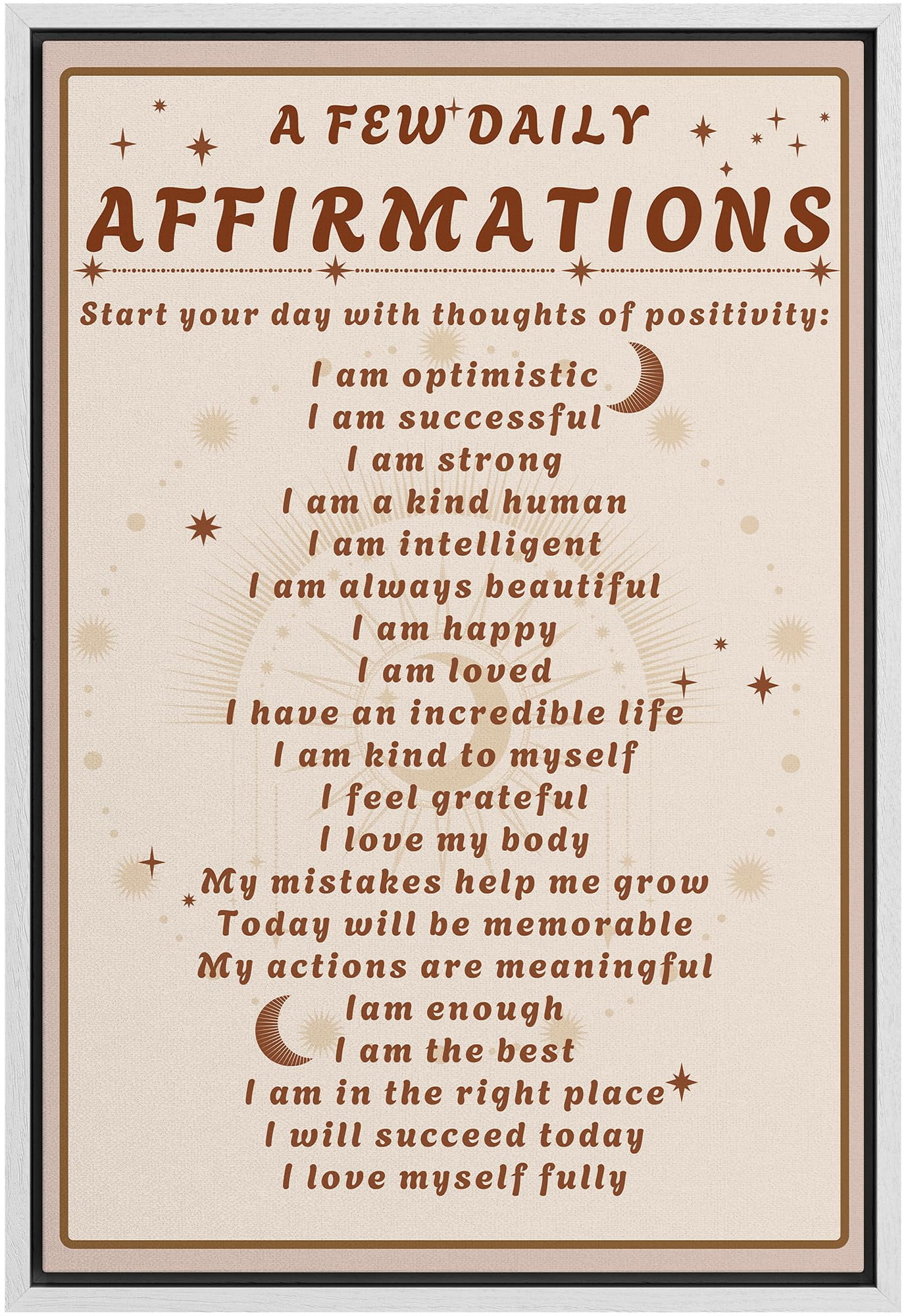 IDEA4WALL Framed Canvas Print Daily Affirmations Positive Inspirational ...