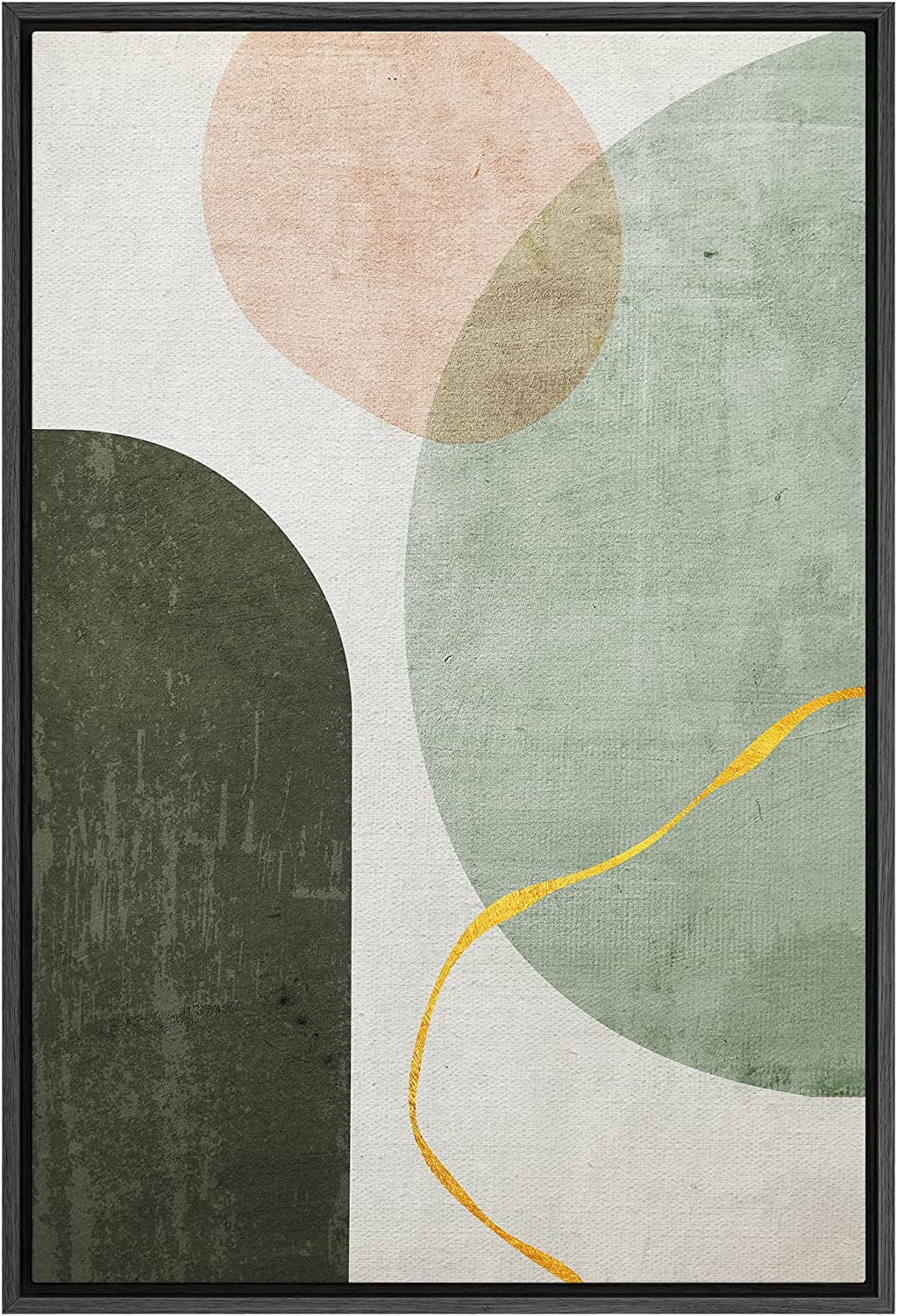 IDEA4WALL Framed Canvas Print Geometric Watercolor Circle Collage ...