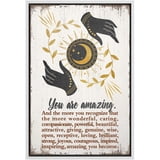 IDEA4WALL Framed Canvas Print Golden Sun and Moon with Hands ...