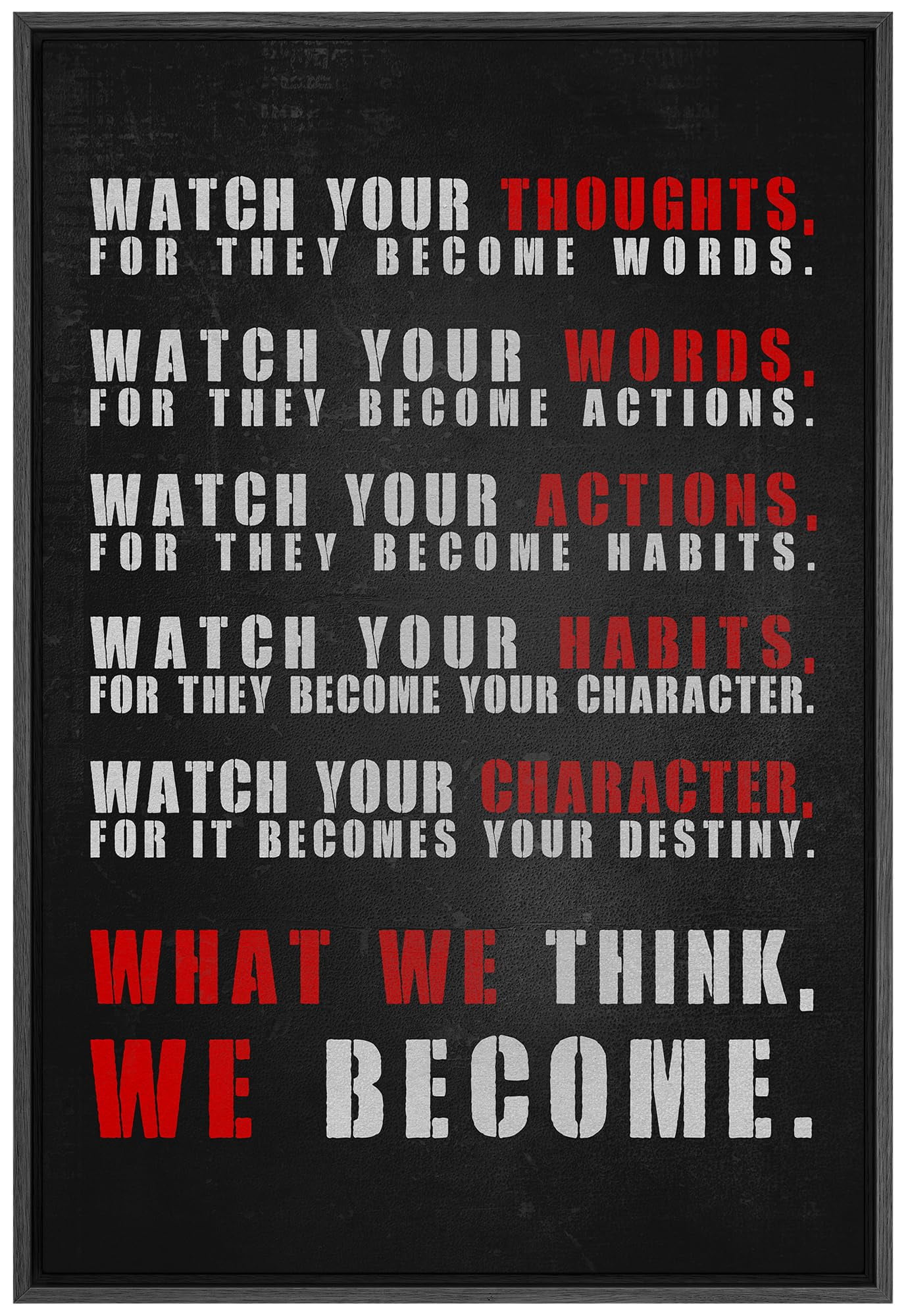 IDEA4WALL Framed Canvas Print Inspirational Watch Your Thoughts ...