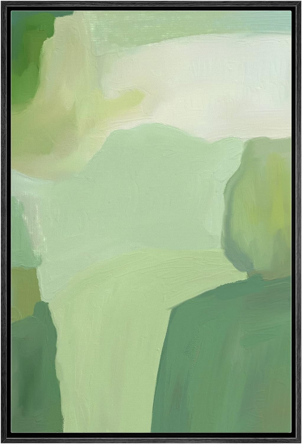 IDEA4WALL Framed Canvas Print Mint Green Paint Stroke Landscape ...