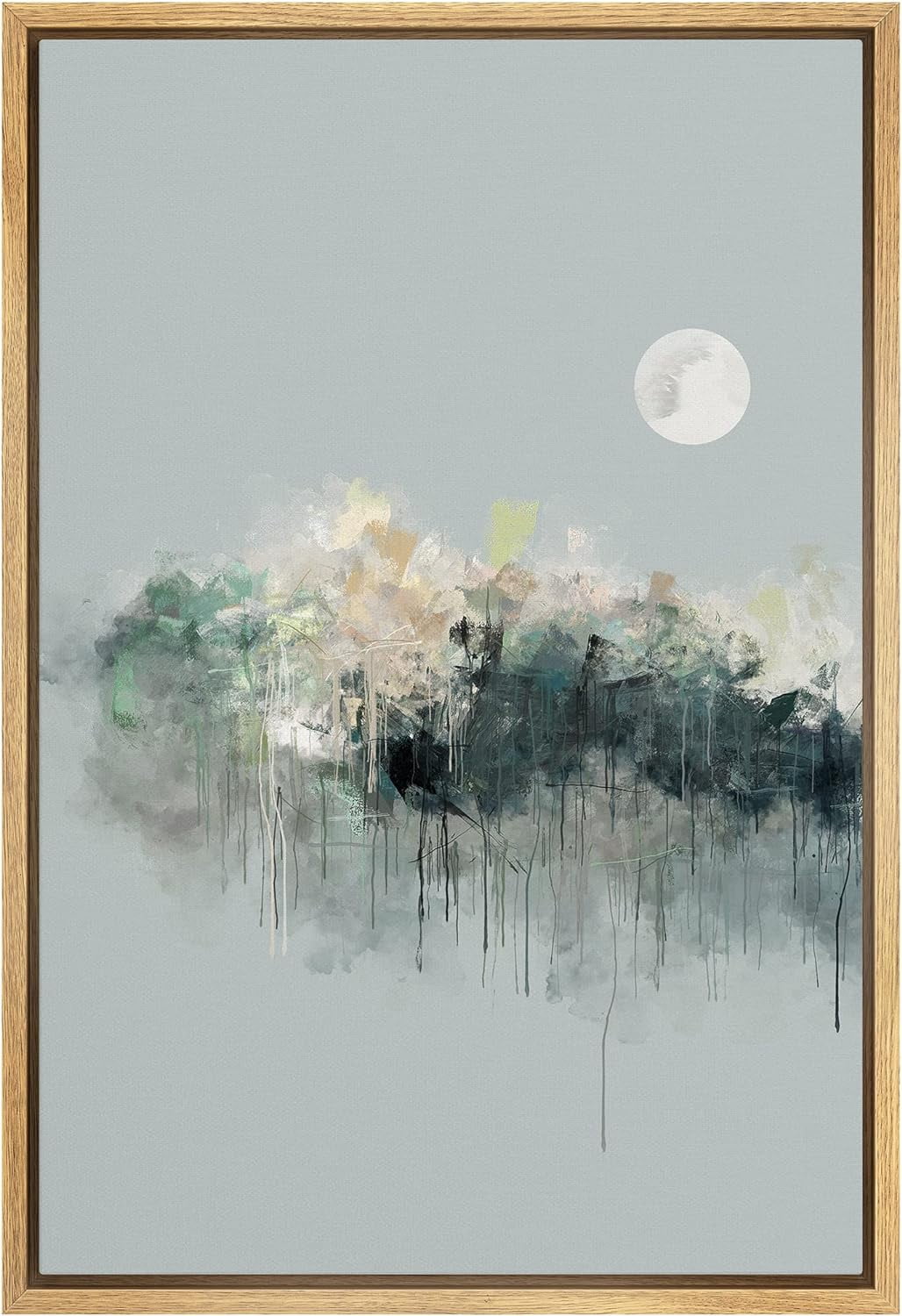 IDEA4WALL Framed Canvas Print Moonlight Grunge Pastel Landscape ...