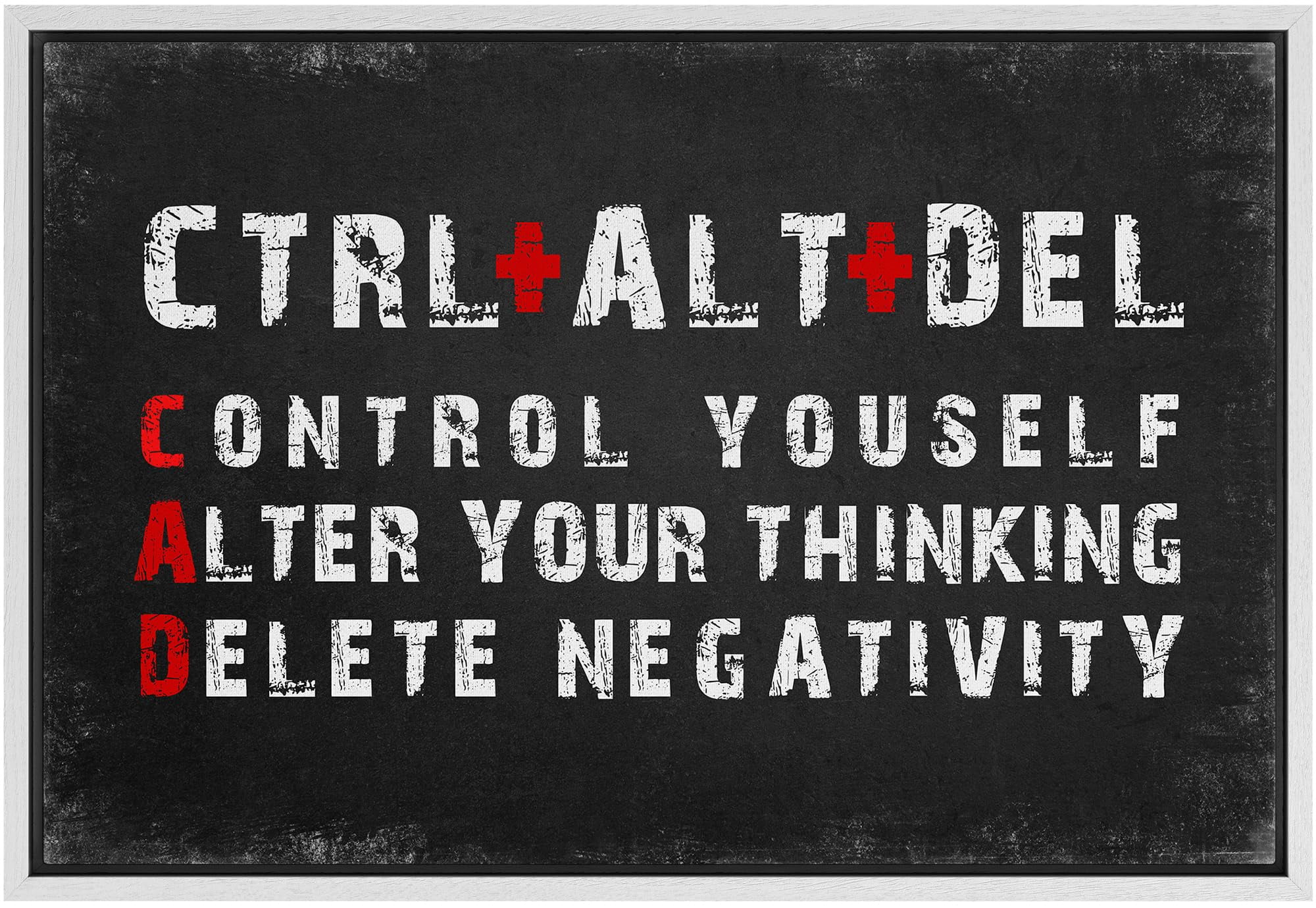 IDEA4WALL Framed Canvas Print Motivational CTRL+ALT+DEL Illustrations ...