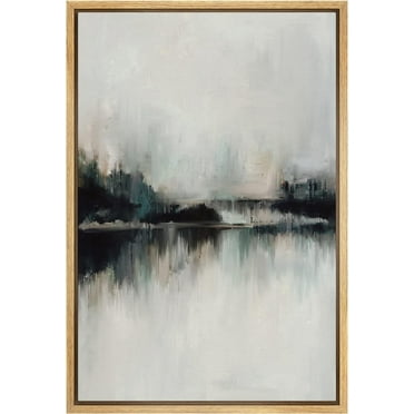 IDEA4WALL Framed Canvas Wall Art Retro Majestic Oak Tree Drawing Detailed Illustrations Black ...