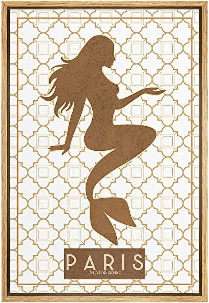 IDEA4WALL Framed Canvas Print Paris Fantasy Mermaid Silhouette Pattern ...