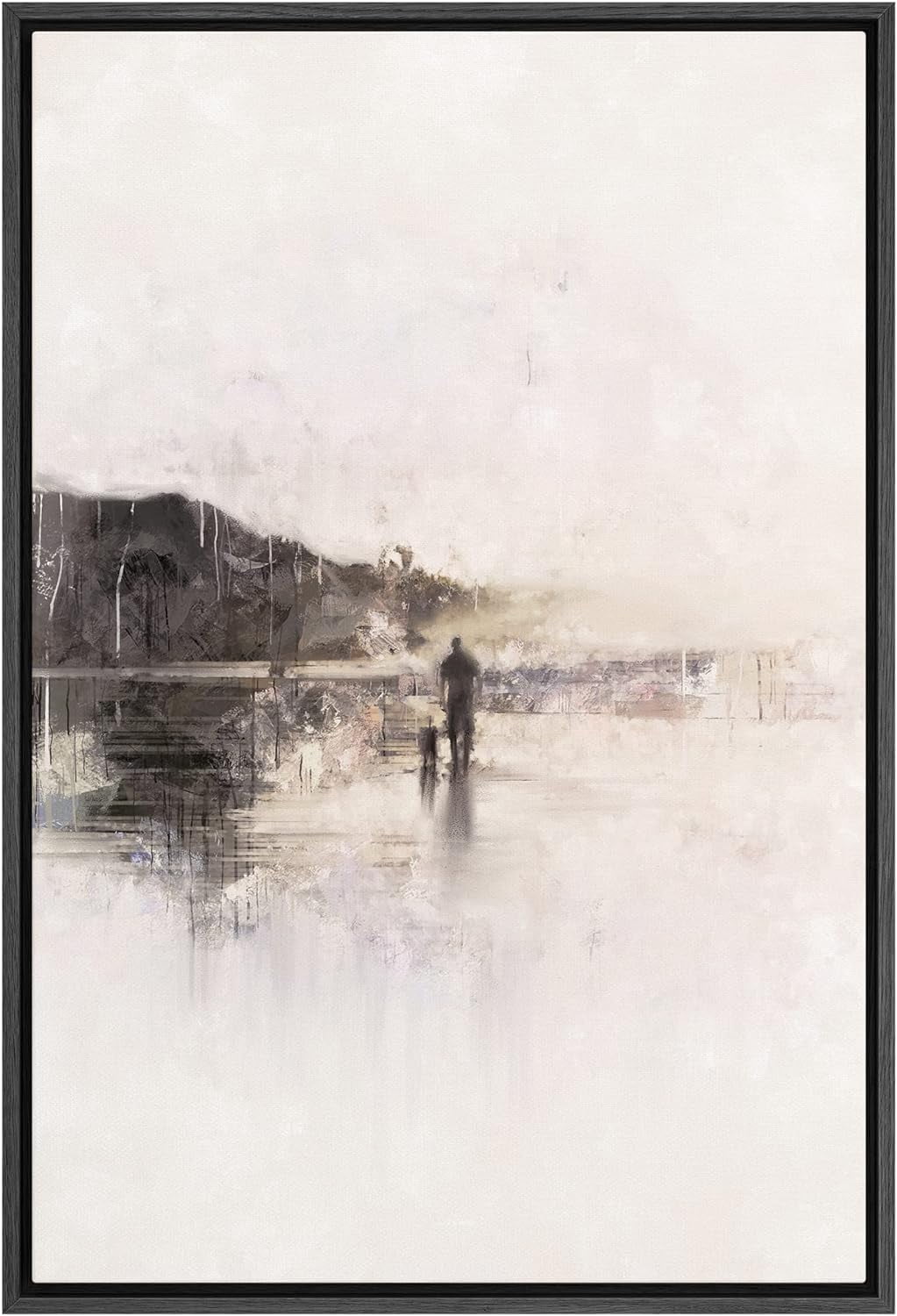 IDEA4WALL Framed Canvas Print Pastel Paint Stroke Landscape Abstract ...